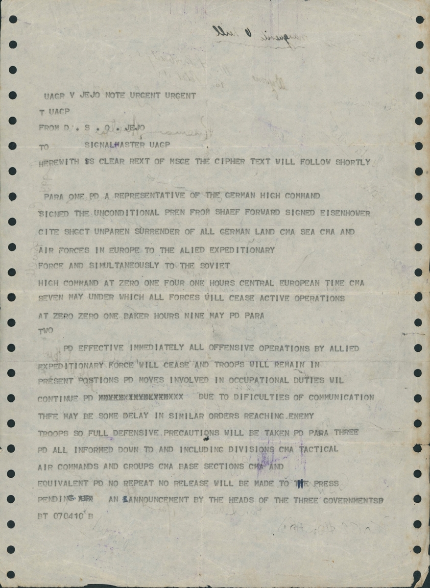 Great Britain Unconditional Surrender of Germany 1945 (7 May) the ...