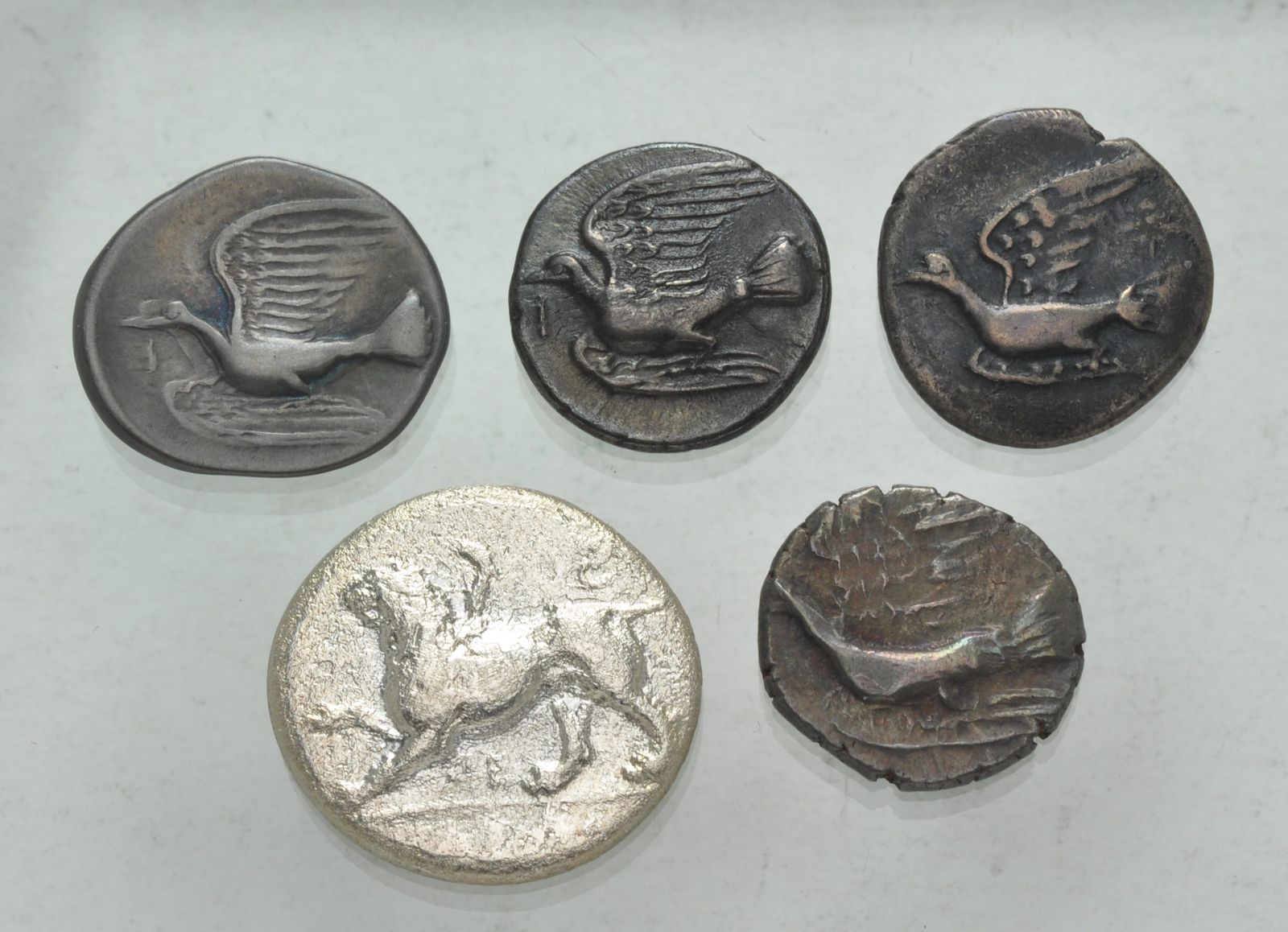 GREEK. Central & Southern Greece. Lot of five (5) silver issues of ...