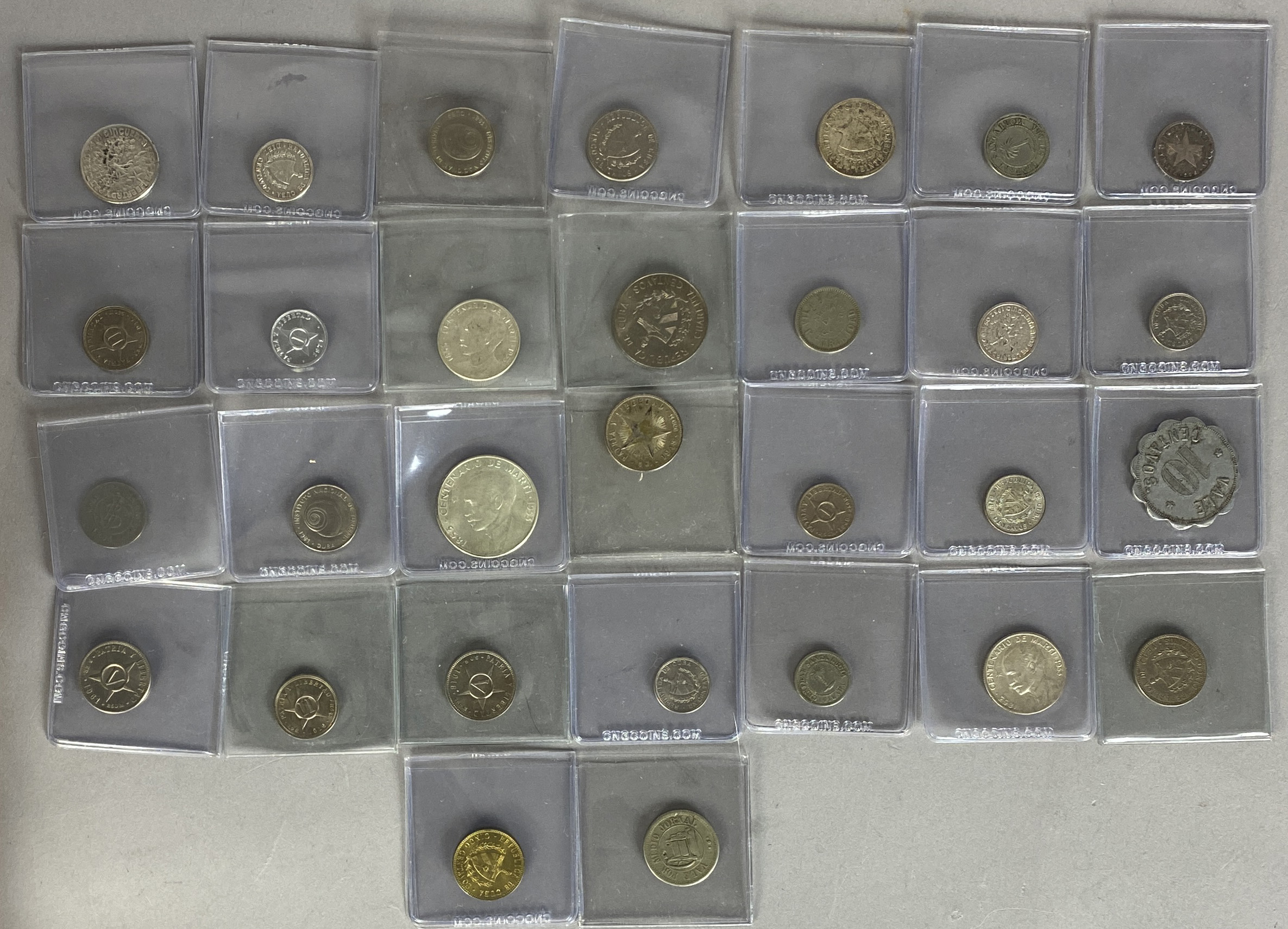 WORLD. Cuba. Lot of thirty (30) silver and base metal coins and tokens ...