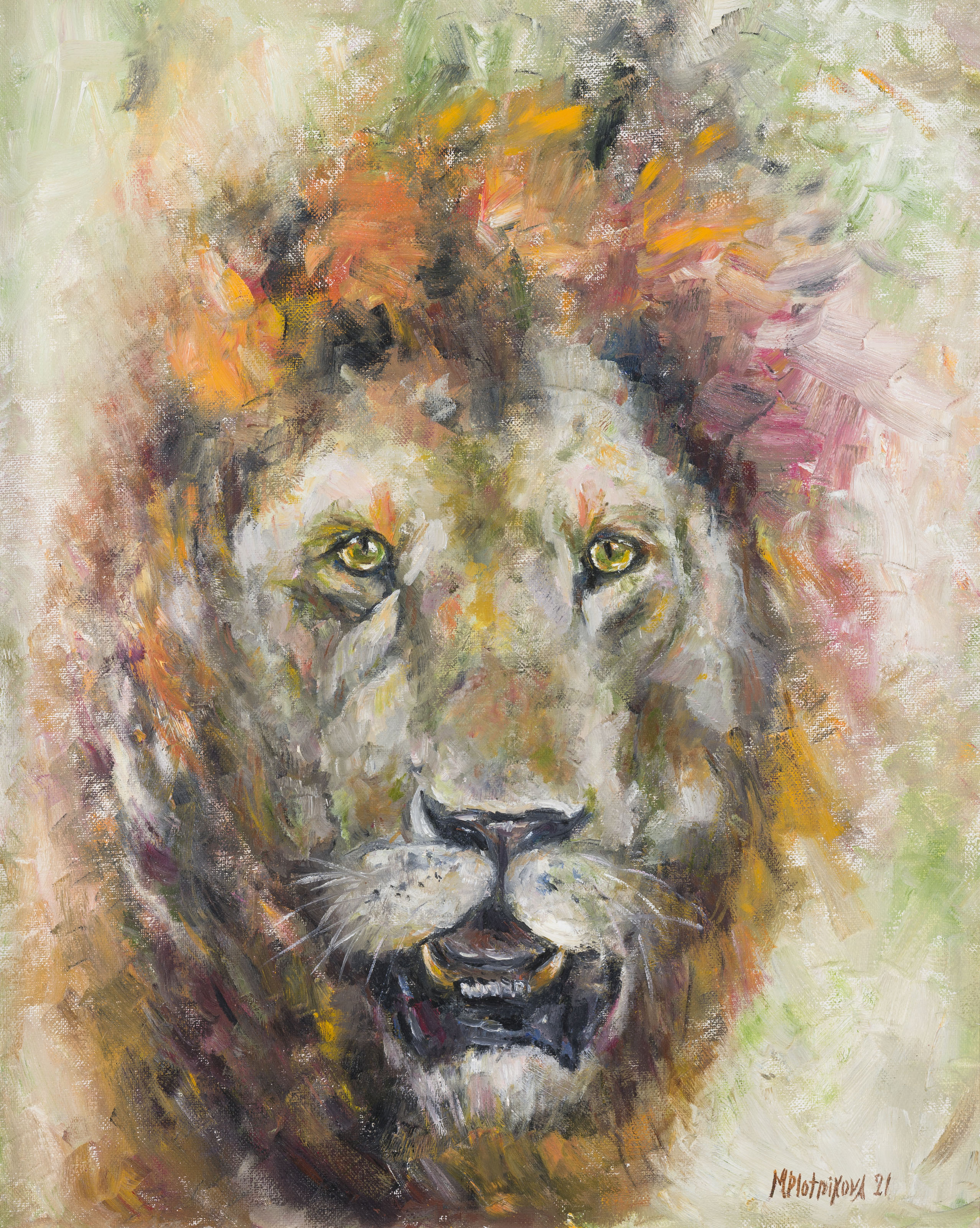 Marina Plotnikova (XX), "Flamme du Lion", 2021, huile sur toile, signée | Barnebys