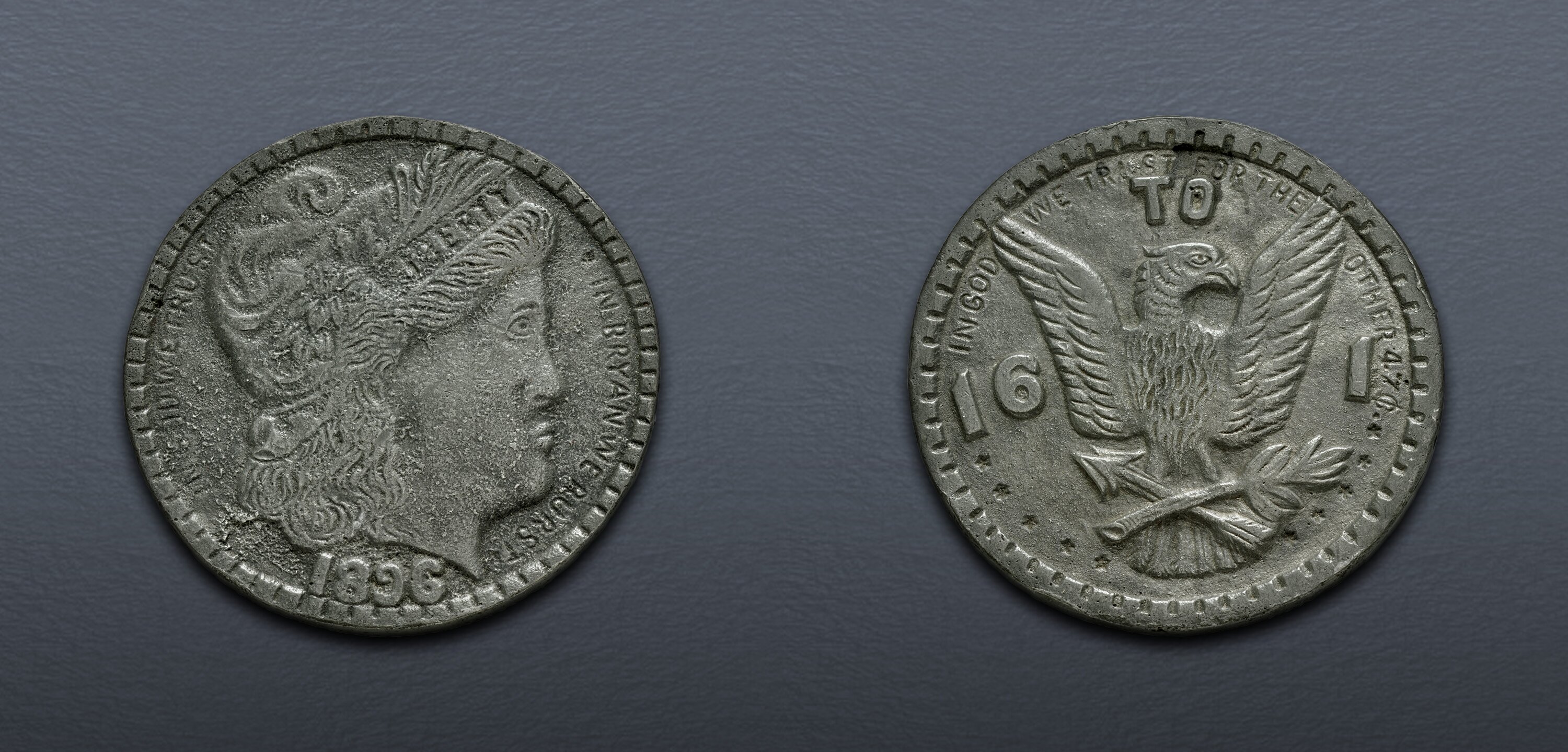 So-Called Dollar. 1896 Bryan Money. Schornstein 742. EF. Cast PB (78mm ...