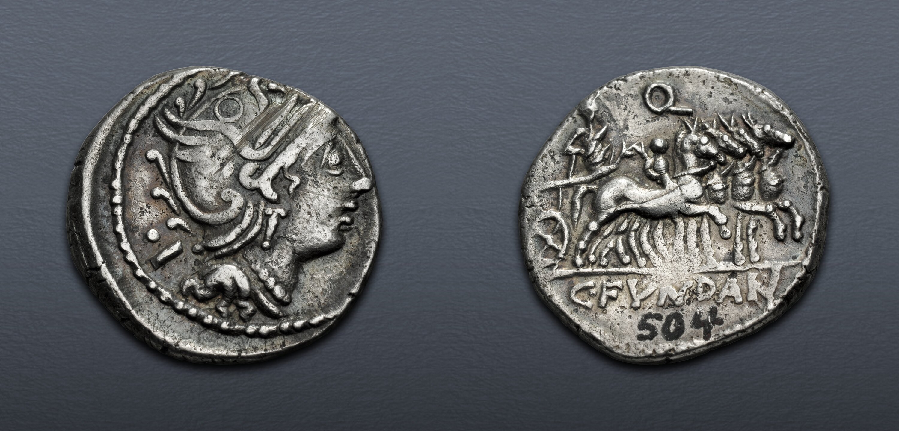 C. Fundanius. 101 BC. AR Denarius (17.5mm, 3.84 g, 6h). Rome mint. VF ...