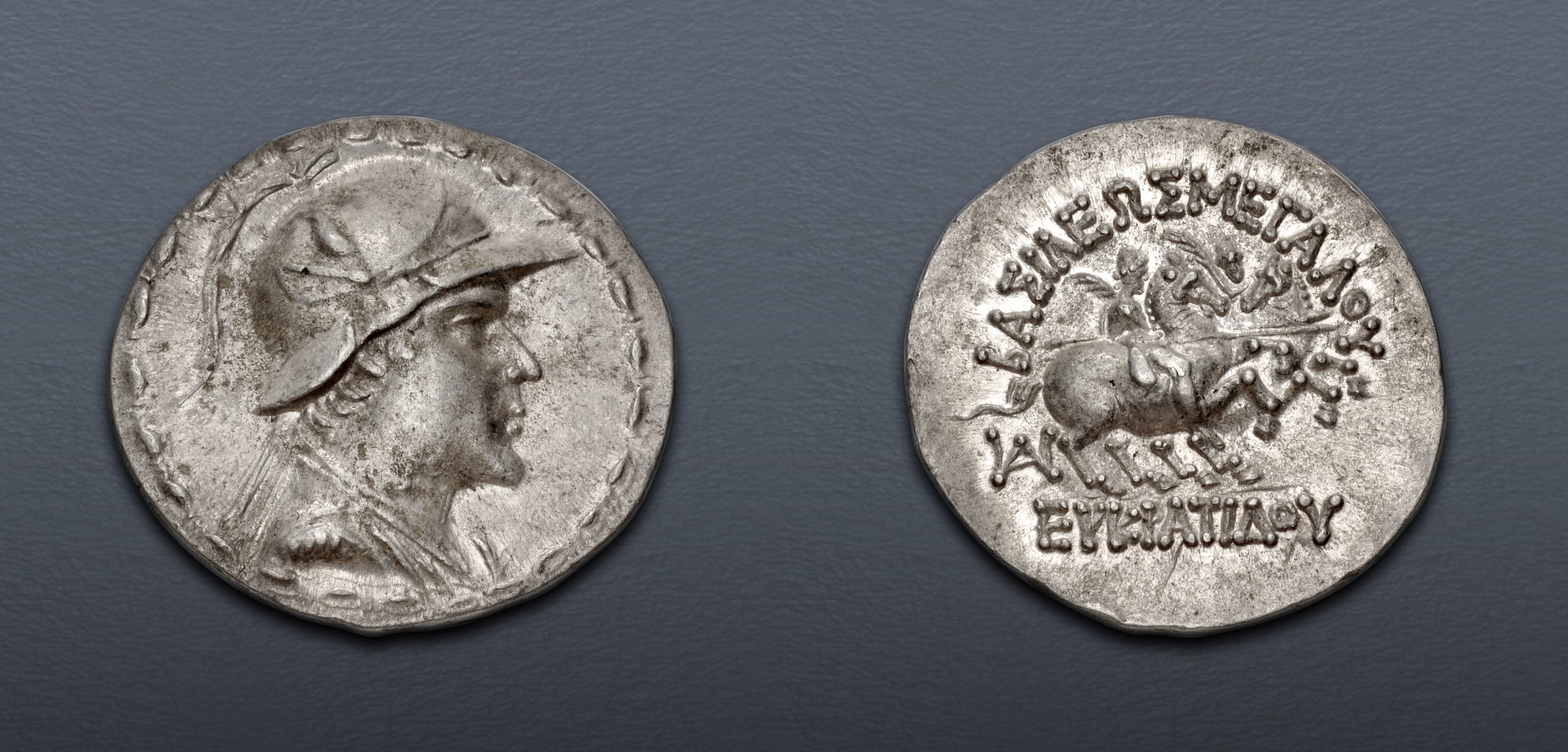 BAKTRIA, Greco-Baktrian Kingdom. Eukratides I Megas. Circa 170-145 BC ...