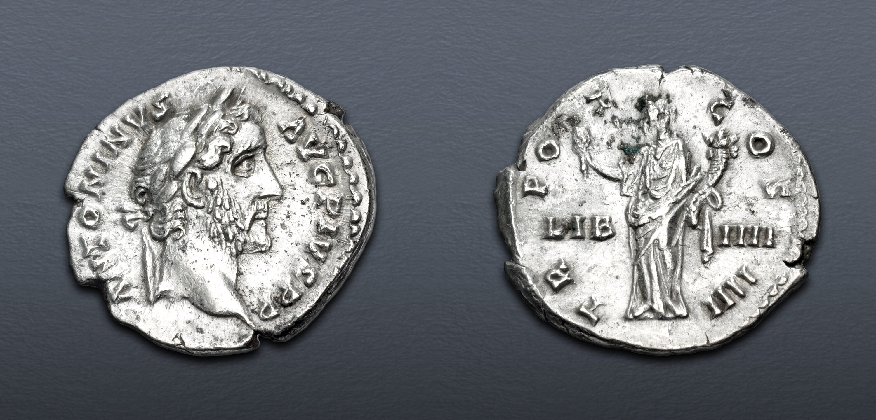 Antoninus Pius. AD 138-161. AR Denarius (18.5mm, 3.18 g, 6h). Rome mint ...