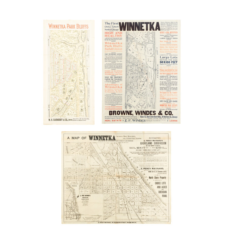 [MAPS]. A group of 3 early subdivision maps of Winnetka, Illinois ...