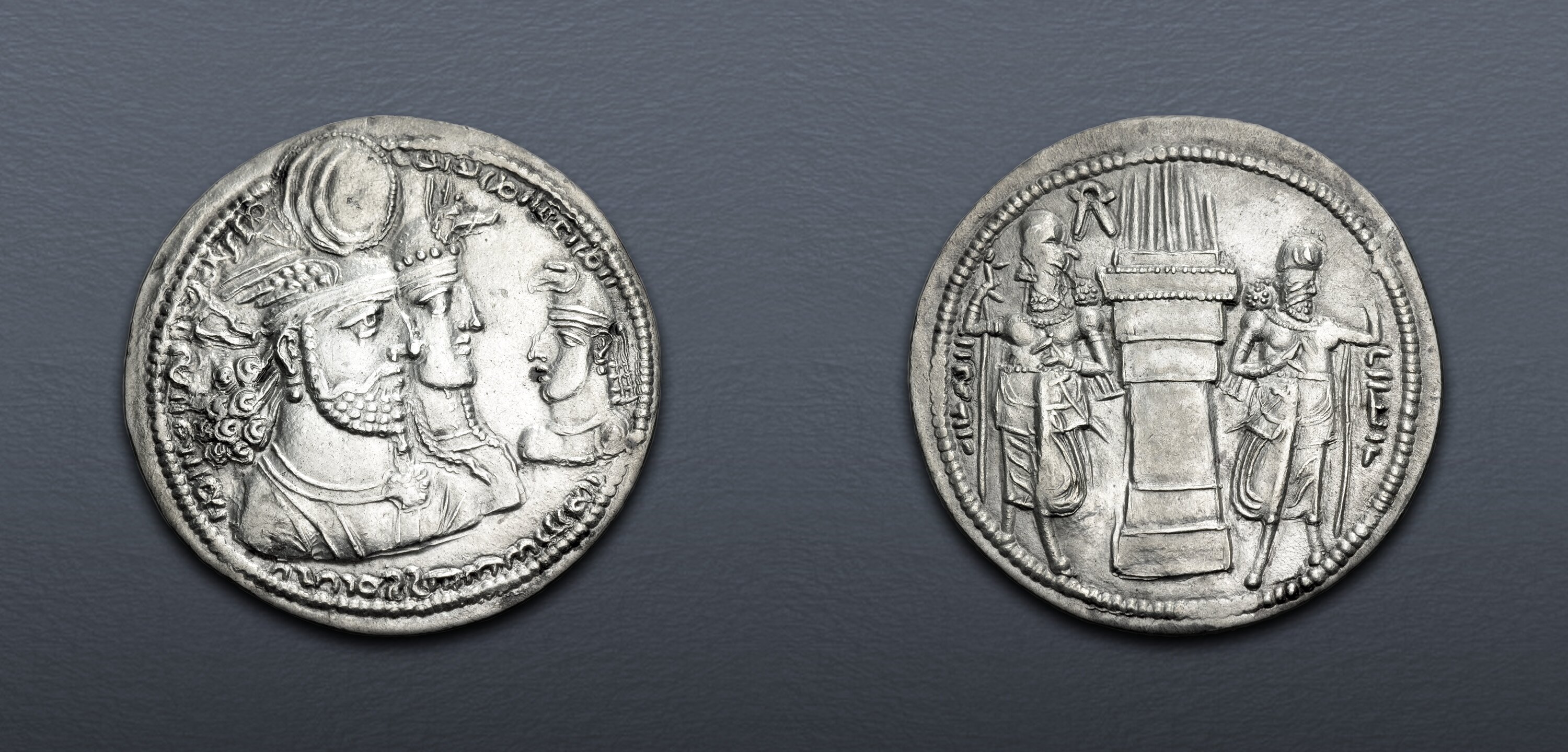 SASANIAN KINGS. Vahrām (Bahram) II, with Queen and Prince 4. AD 276-293 ...