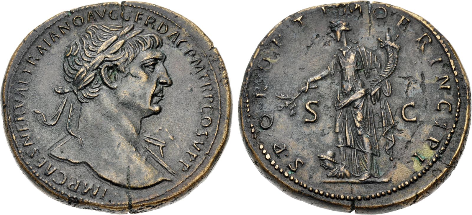 Trajan. AD 98-117. Æ Sestertius (34mm, 27.25 g, 6h). Rome mint. Struck ...