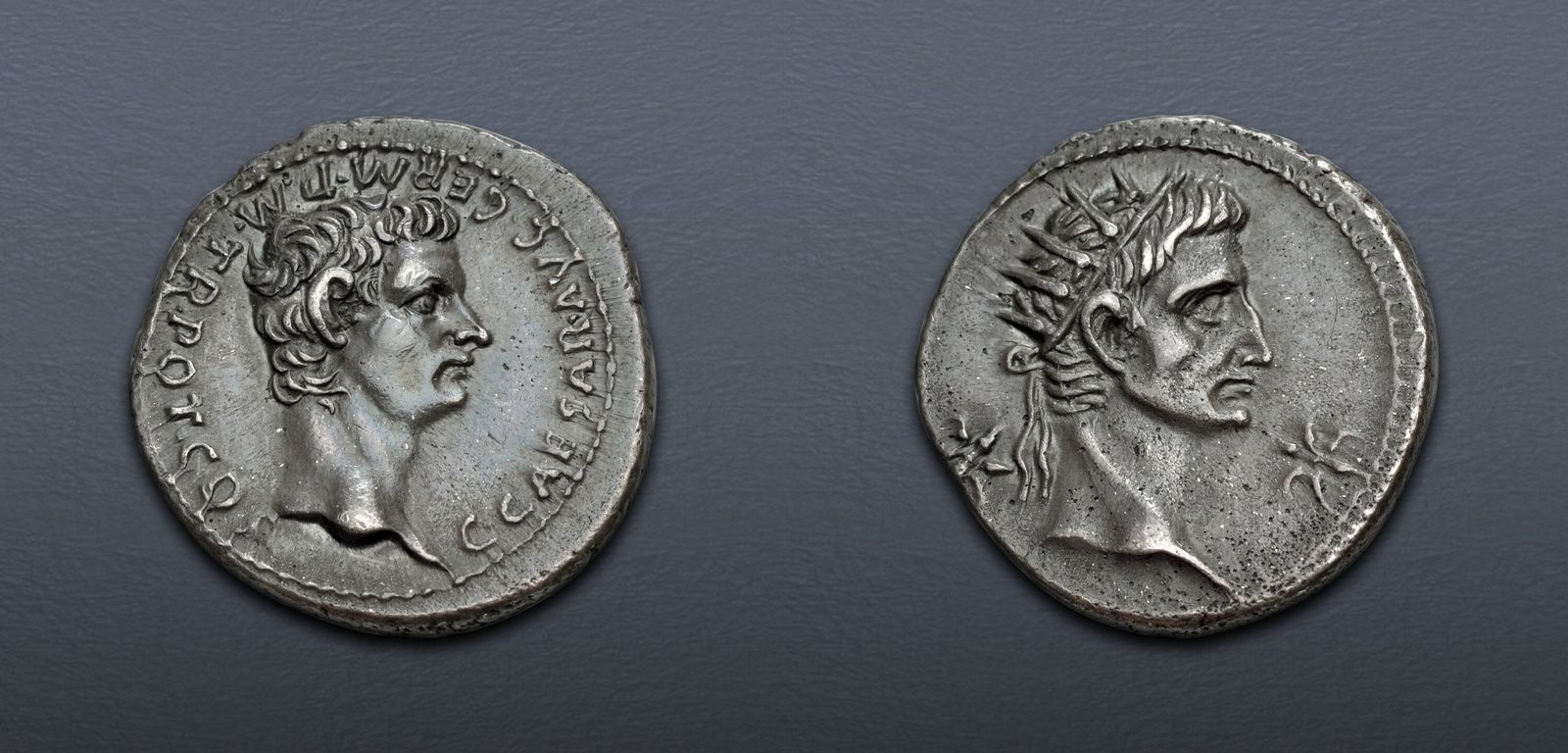 Gaius (Caligula), with Divus Augustus. AD 37-41. AR Denarius (18.5mm, 3 ...