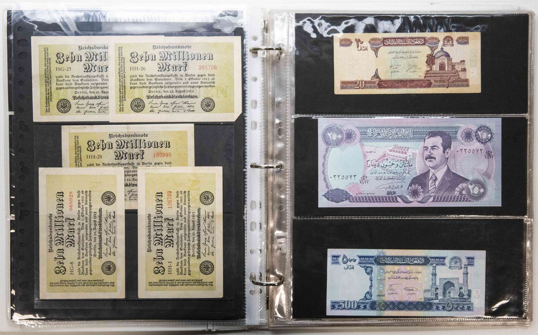 World Banknote Album containing some older Egypt Notes Five Pounds (3 ...