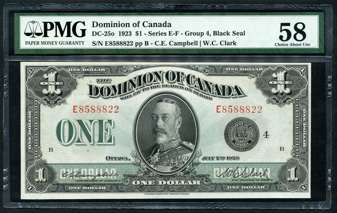 Dominion of Canada, $1, 2 July 1923, serial number D-998226, (Pick 33b ...