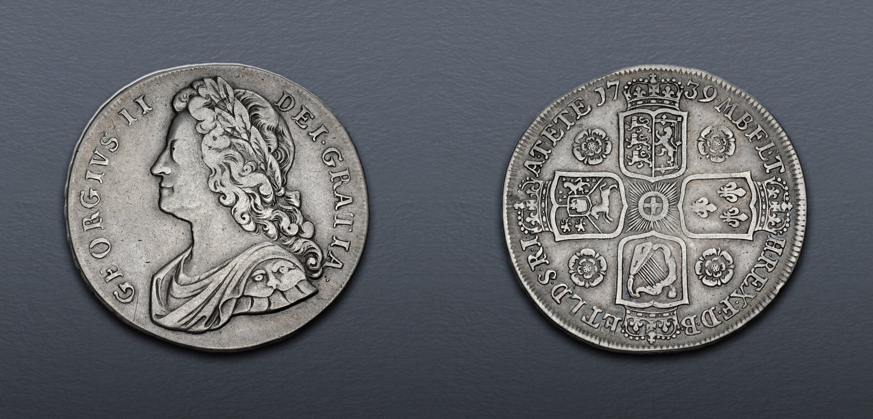HANOVER. George II. 1727-1760. AR Crown. Dated 1739 and RY DVODECIMO ...