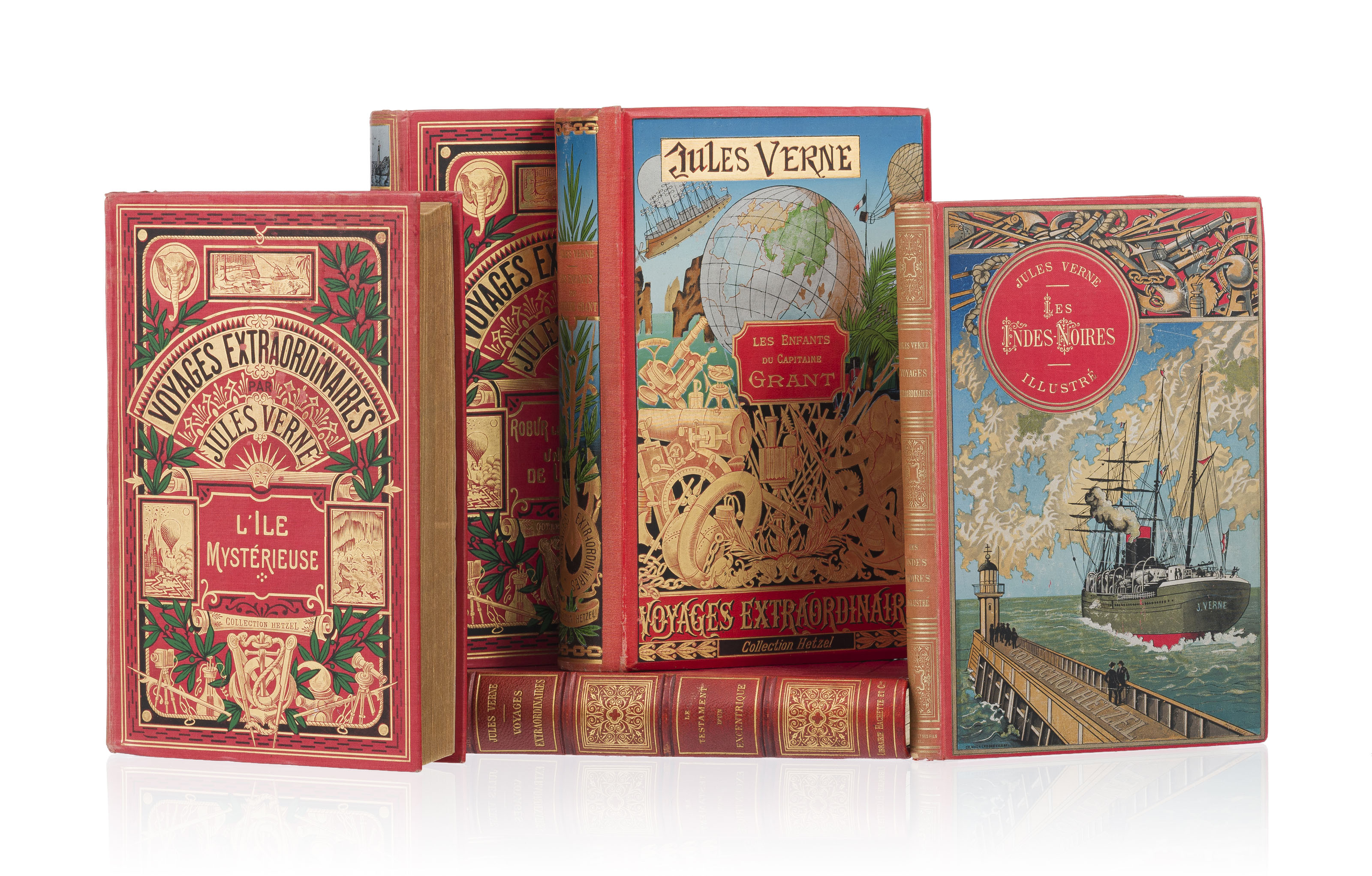 [VERNE (Jules)]. Ensemble de 5 ouvrages de Jules Verne, cartonnages au ...