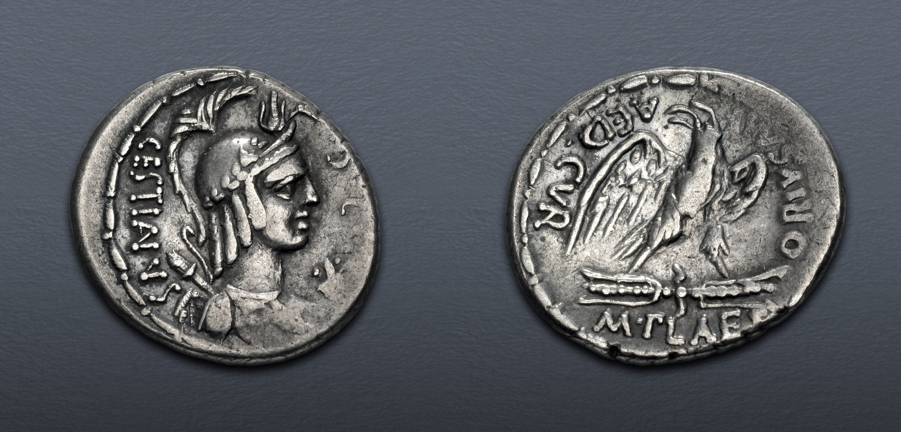 M. Plaetorius M.f. Cestianus. 57 BC. AR Denarius (18mm, 3.99 g, 5h ...