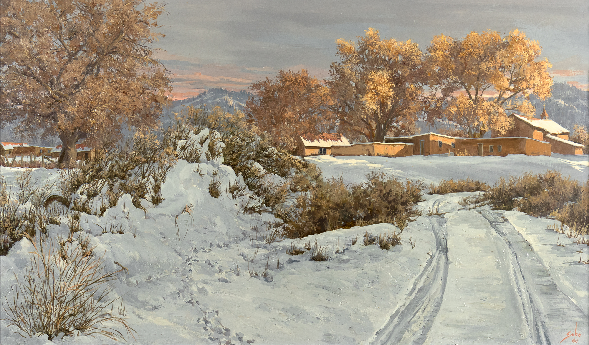 Betty Sabo (1928-2016): Adobe Buildings in Winter | Jackson Hole Art ...
