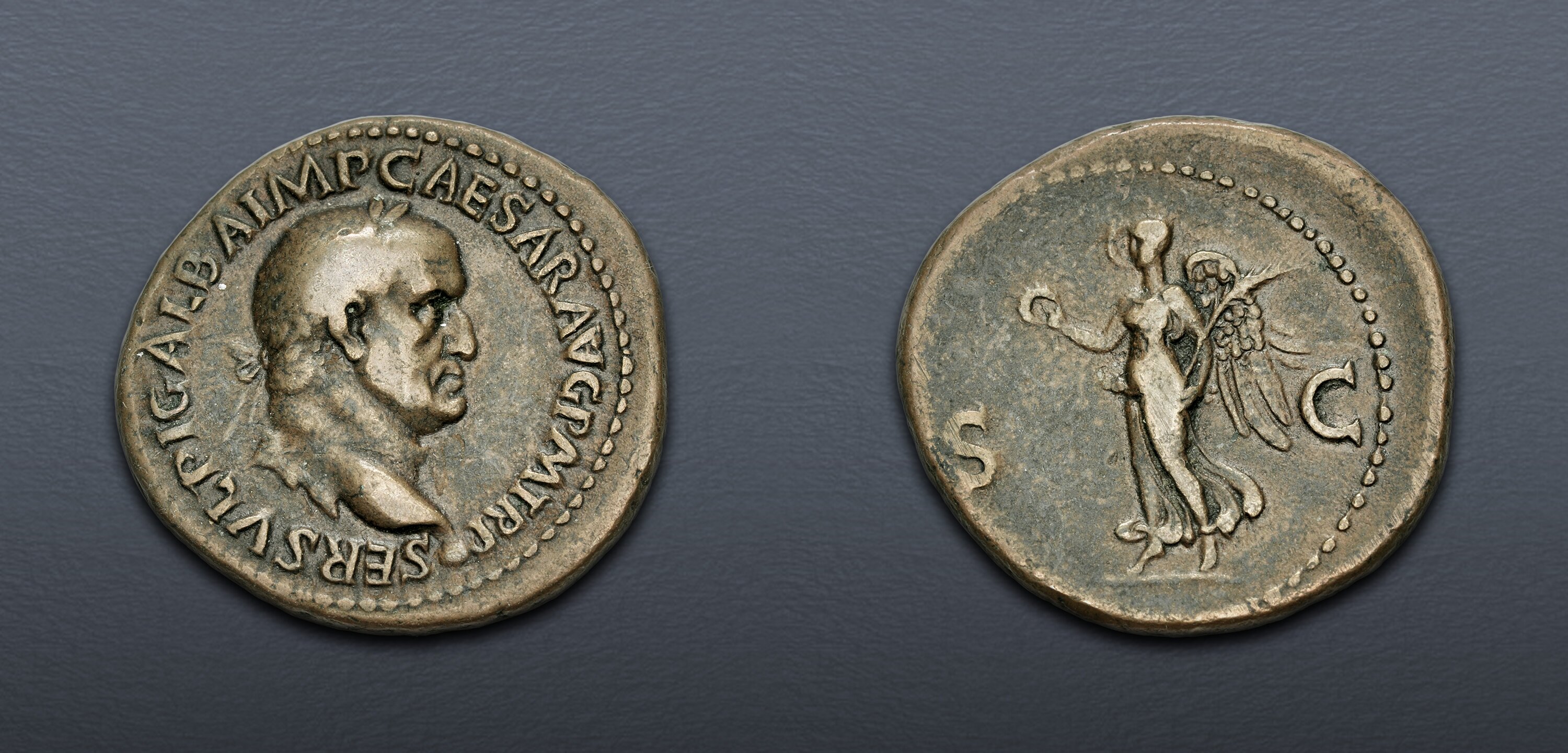 Galba. AD 68-69. Æ Dupondius (30mm, 14.62 g, 5h). Rome mint. Struck ...