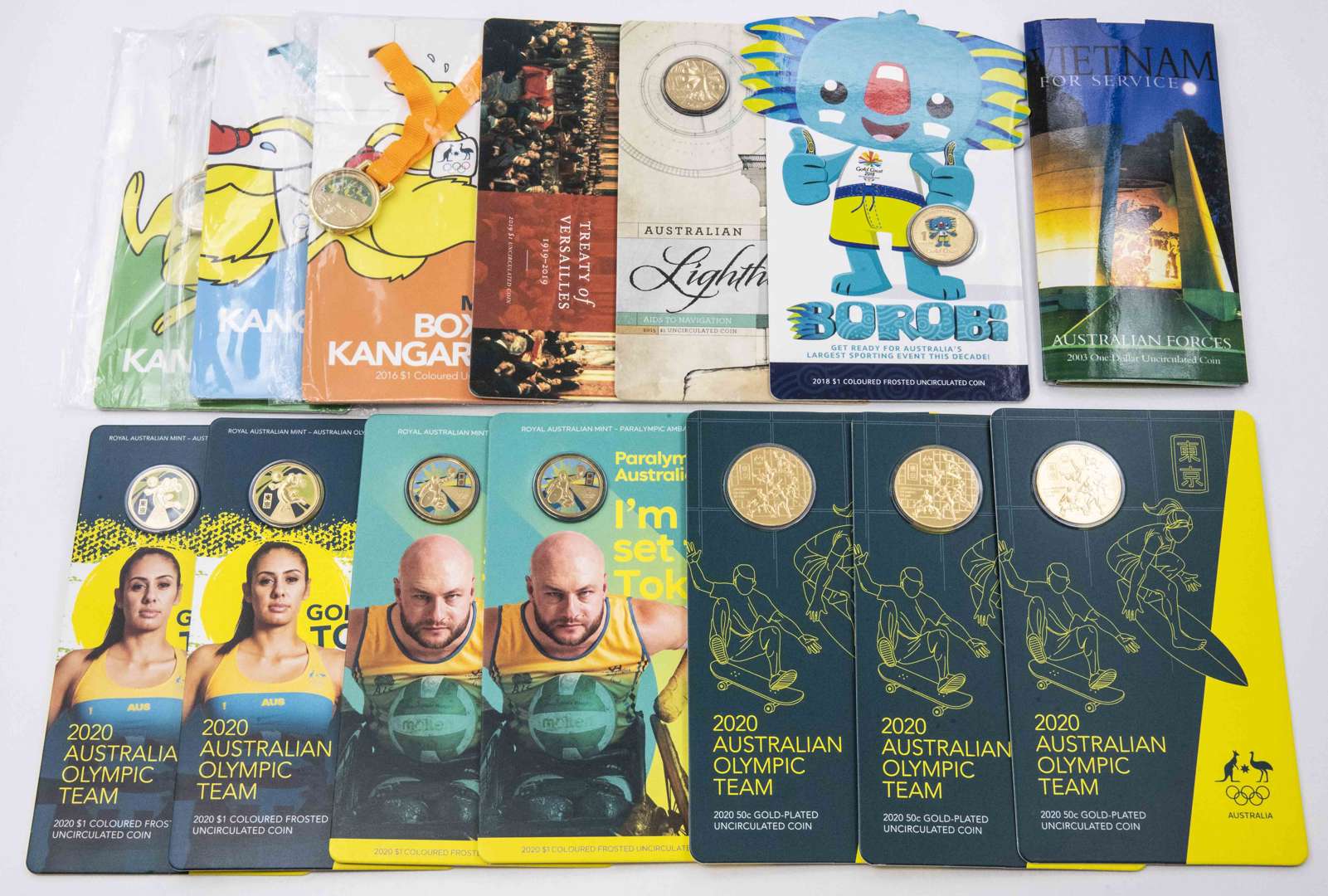 Fifty Cents 2020 Australian Olympic Team gold plated (3), One Dollar ...