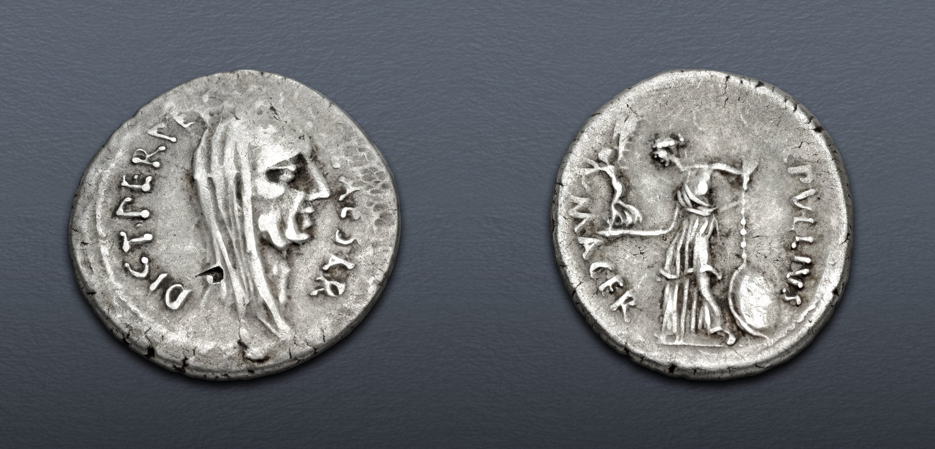 The Caesarians. Julius Caesar. February-March 44 BC. Fourée Denarius ...