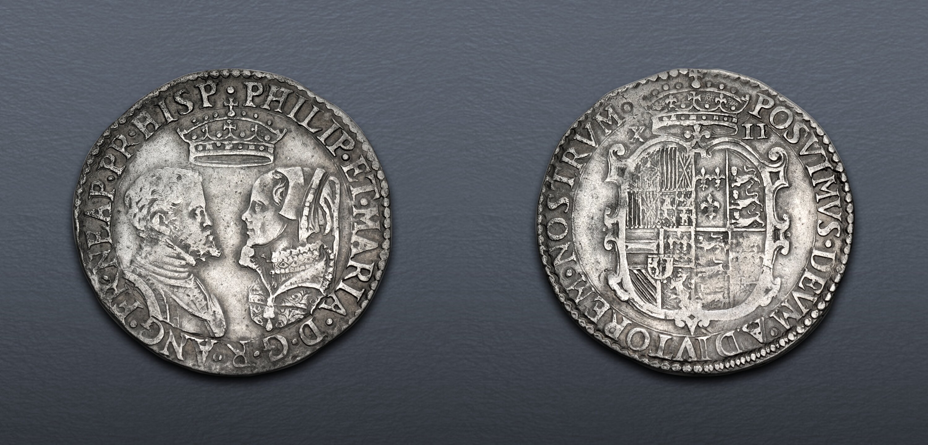 TUDOR. Philip & Mary. 1554-1558. AR Shilling (31mm, 6.34 g, 10h). Tower ...