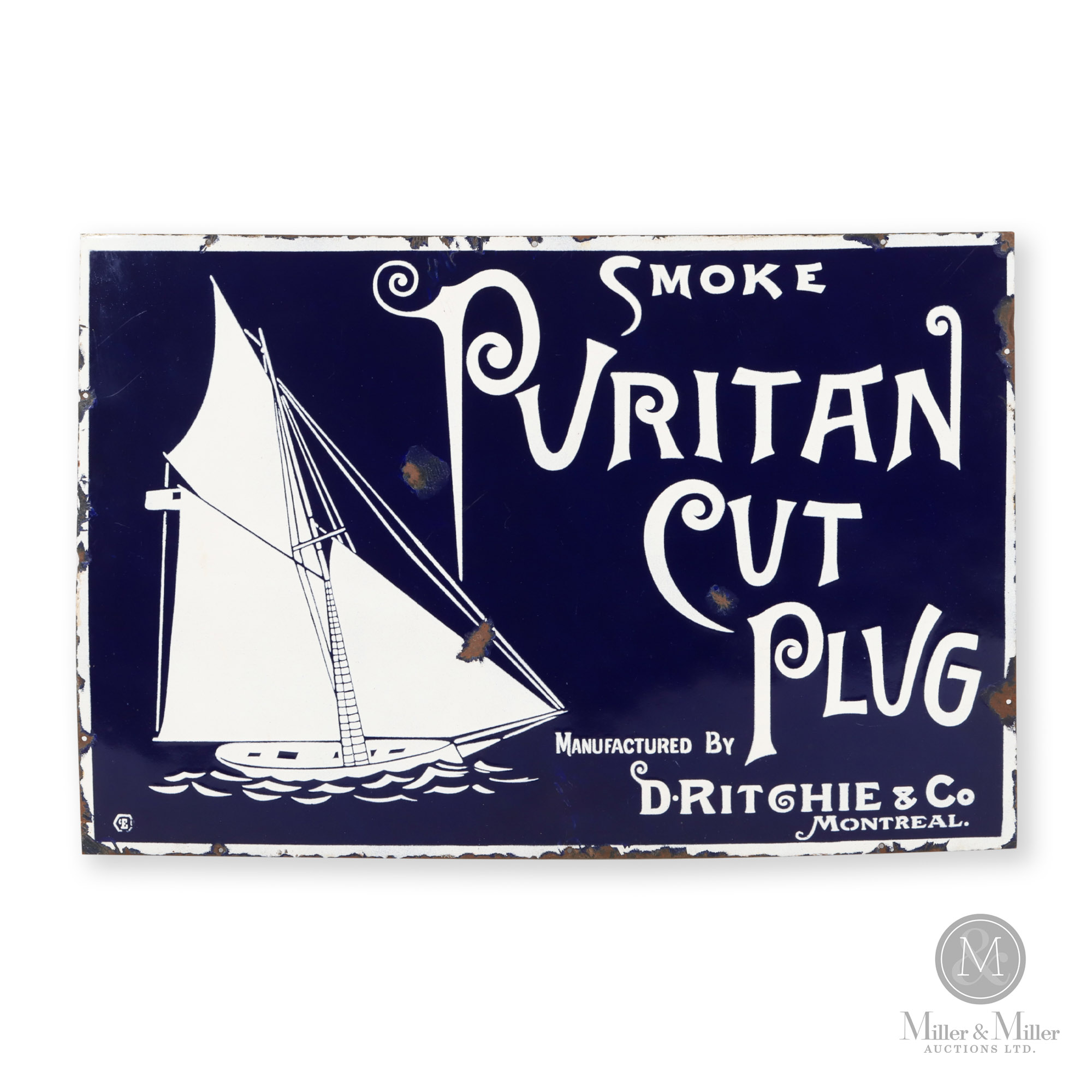 Puritan Cut Plug Tobacco Sign | Miller & Miller Auctions Ltd