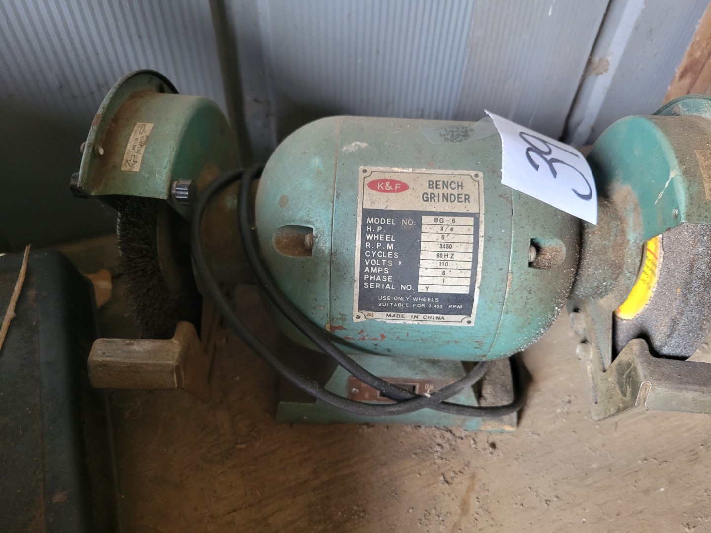 K F 8 inch bench grinder Midwest Auctions LLC