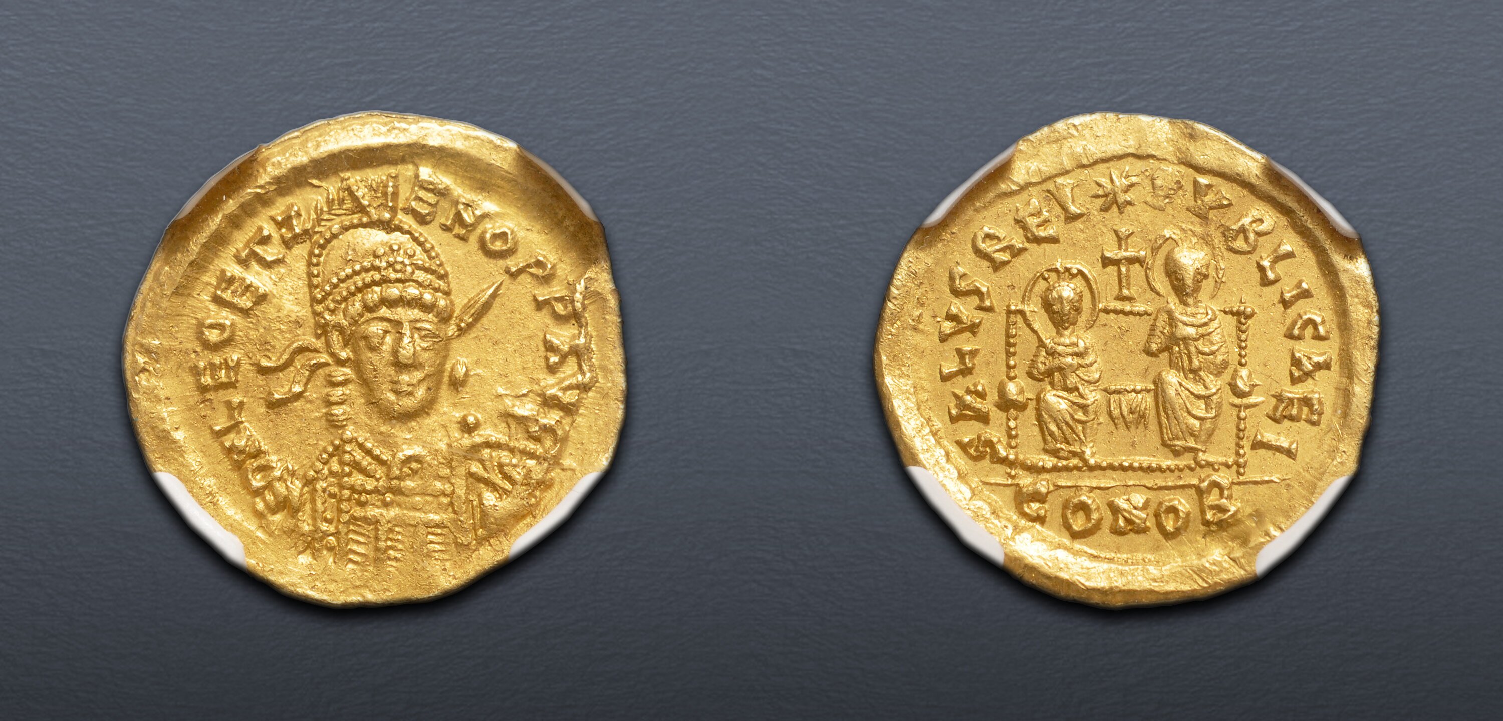 Leo II, with Zeno. AD 474. AV Solidus (20mm, 4.42 g, 6h ...