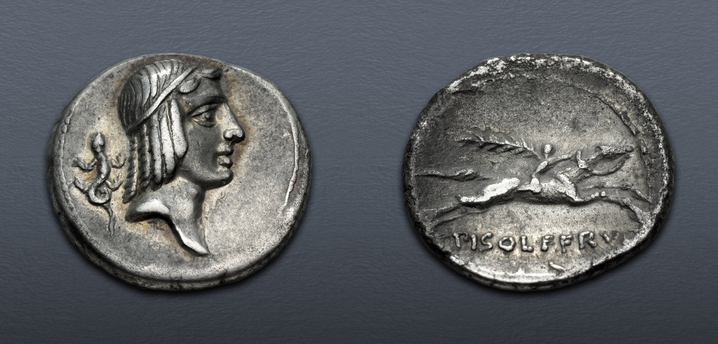 C. Piso L.f. Frugi. 61 BC. AR Denarius (18mm, 3.82 g, 6h). Rome mint ...