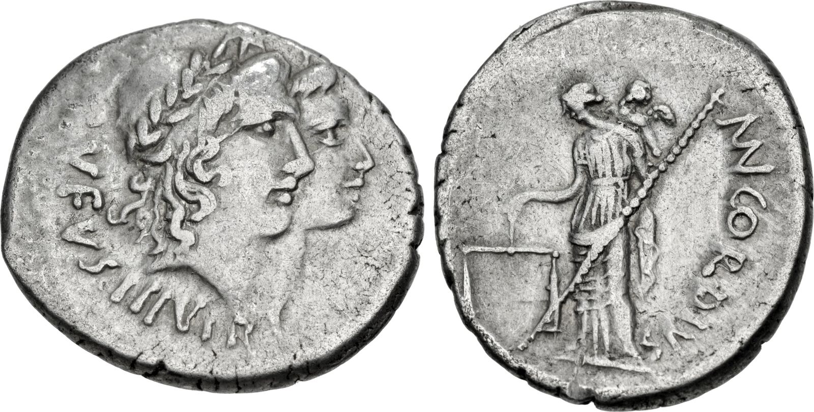 Moneyer issues of Imperatorial Rome. Mn. Cordius Rufus. 46 BC. AR ...