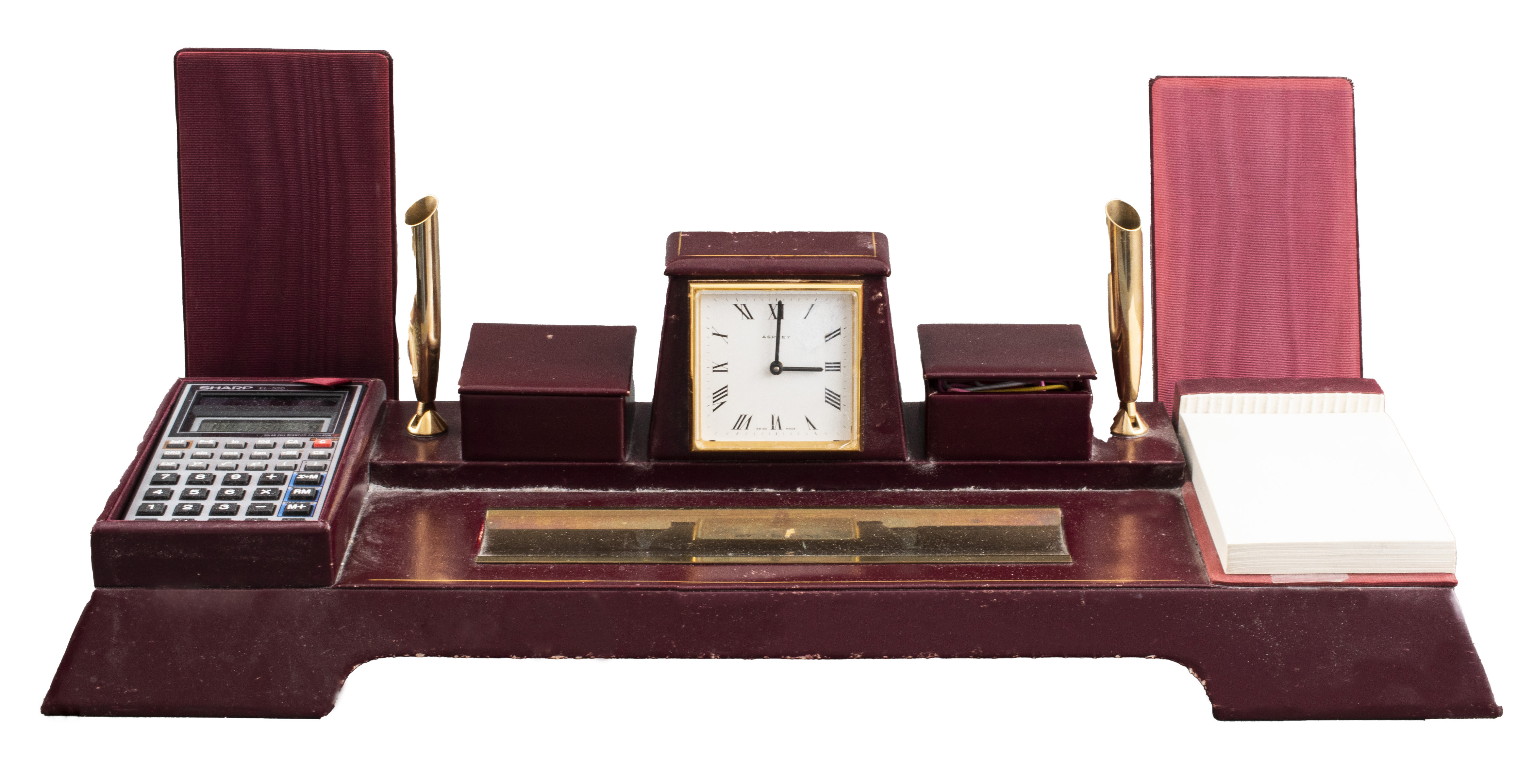 Asprey Leather Desk Set With Clock | Barnebys
