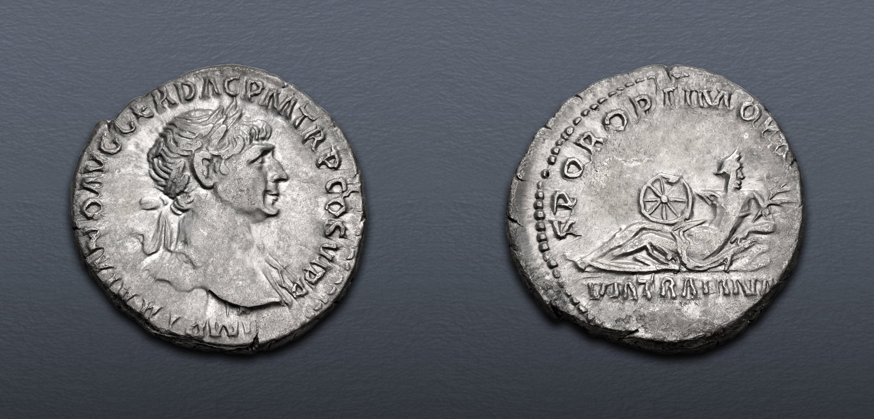 Trajan. AD 98-117. AR Denarius (18mm, 3.24 g, 6h). Rome mint. Struck ...