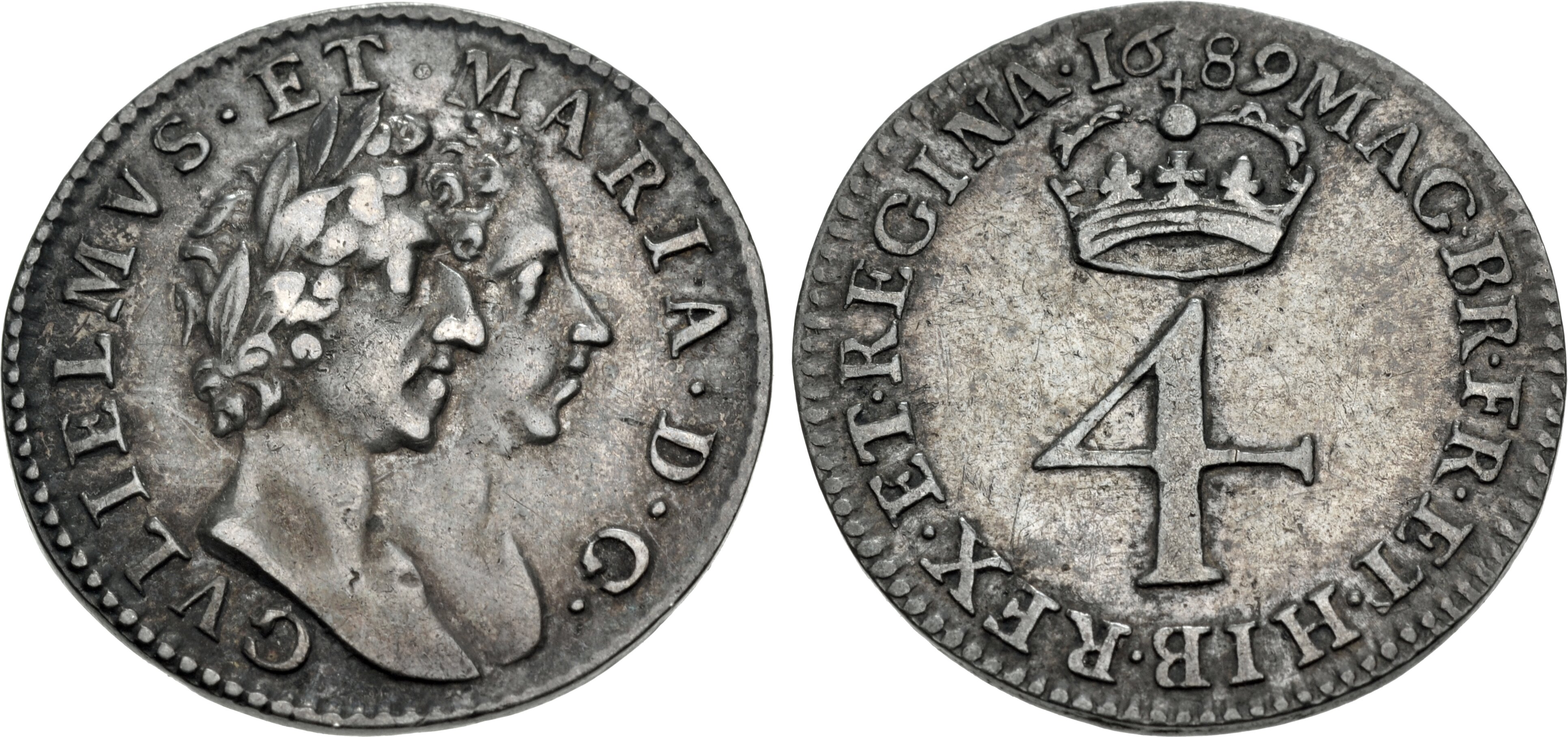 STUART (ORANGE). William III & Mary. 1688-1694. Miscellaneous AR Maundy ...