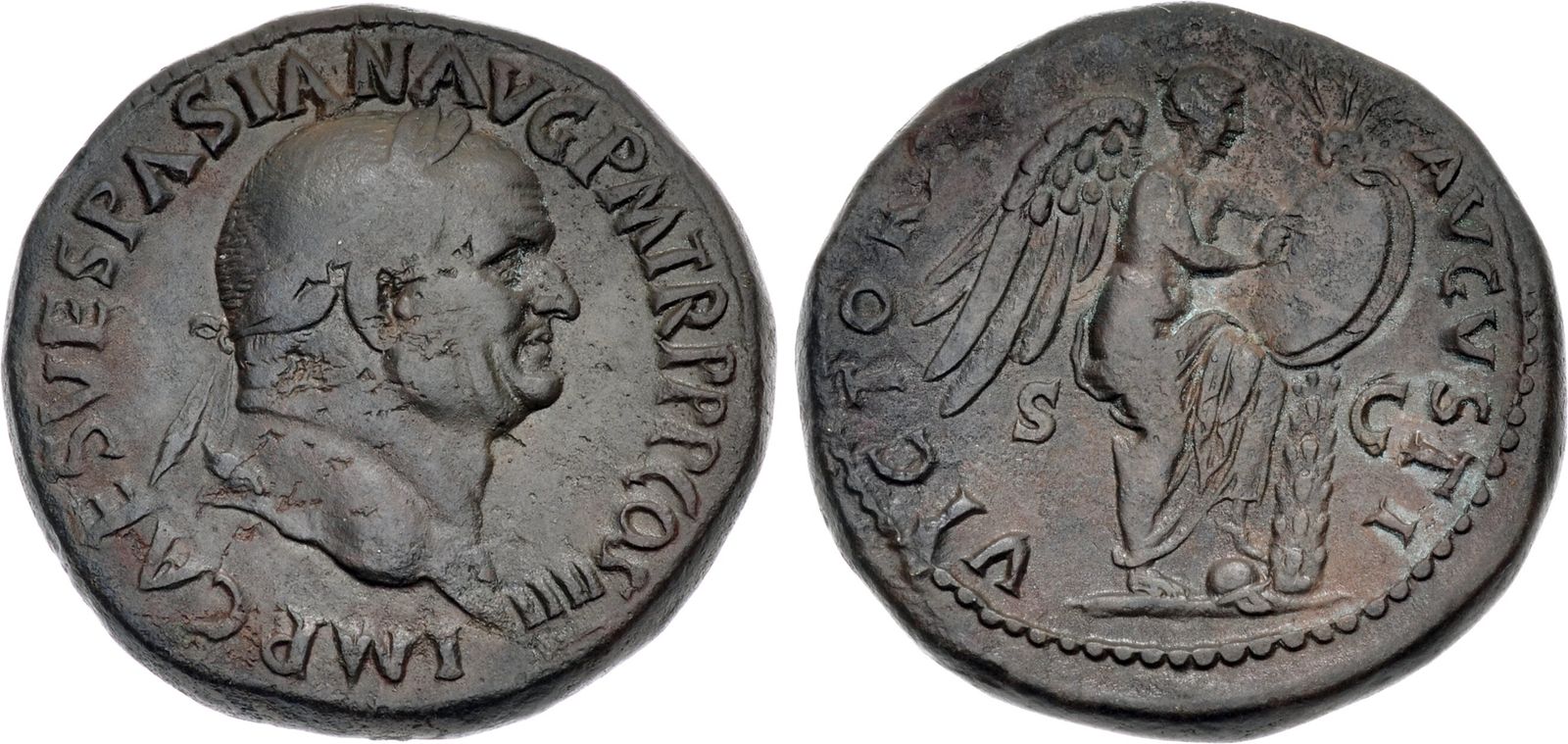 Vespasian. AD 69-79. Æ Sestertius (33mm, 27.22 g, 5h). “Judaea Capta ...