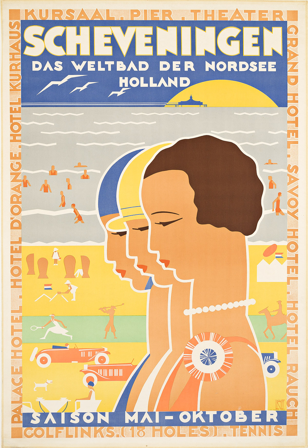 LOUIS C. KALFF (1897-1976). SCHEVENINGEN. Circa 1930. 39x27 inches ...