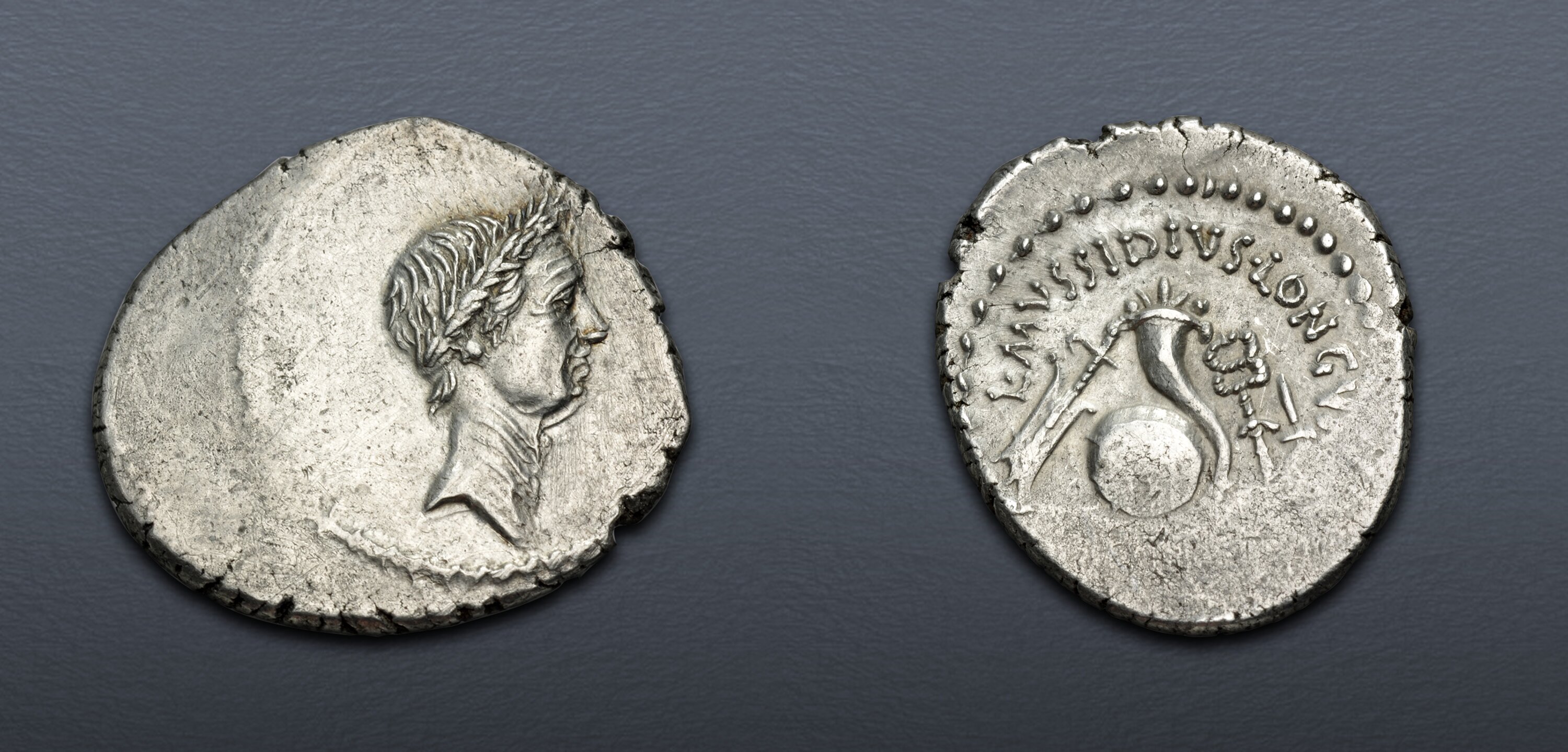 The Caesarians. Julius Caesar. 42 BC. AR Denarius (20mm, 3.94 g, 9h ...
