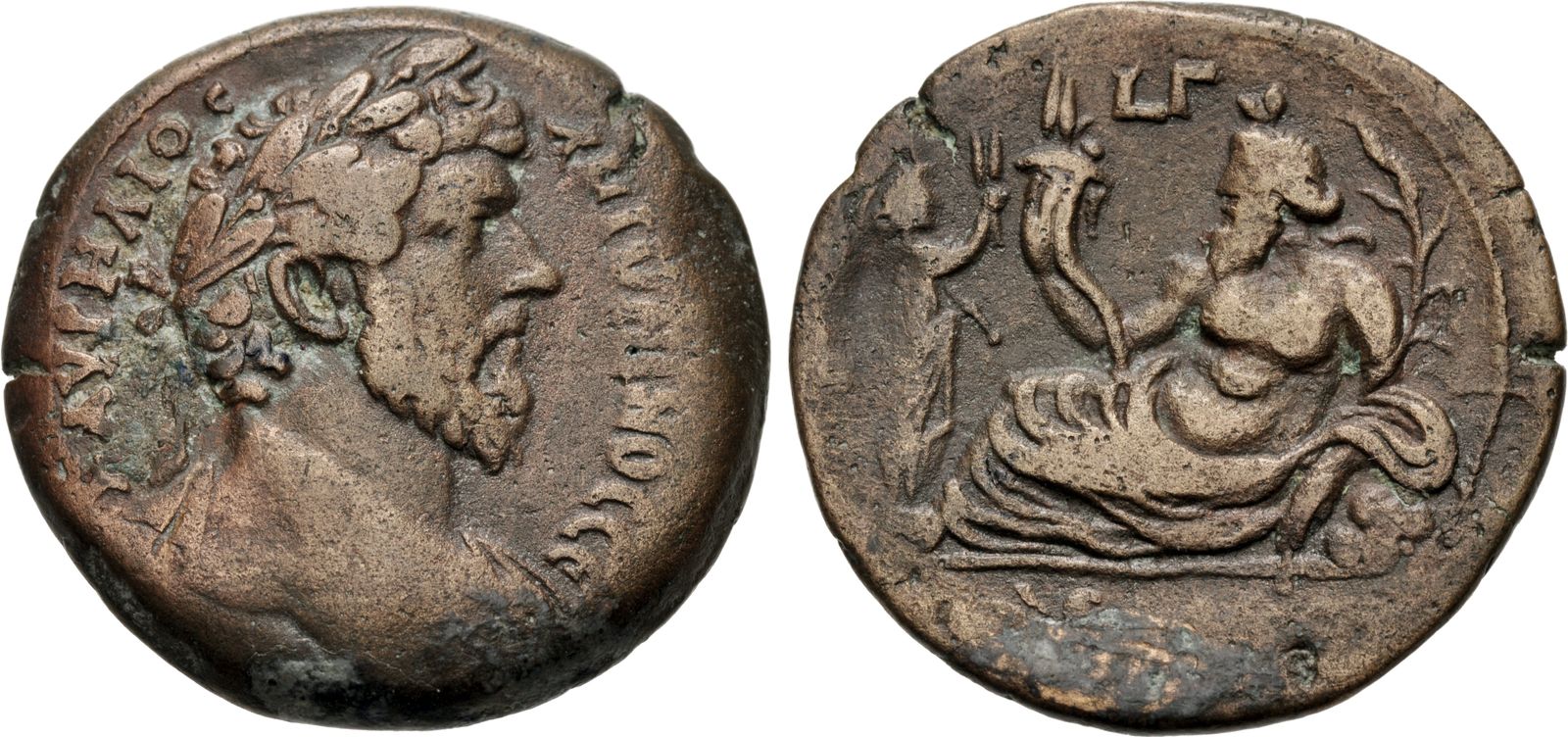 EGYPT, Alexandria. Marcus Aurelius. AD 161-180. Æ Drachm (32mm, 20.81 g ...