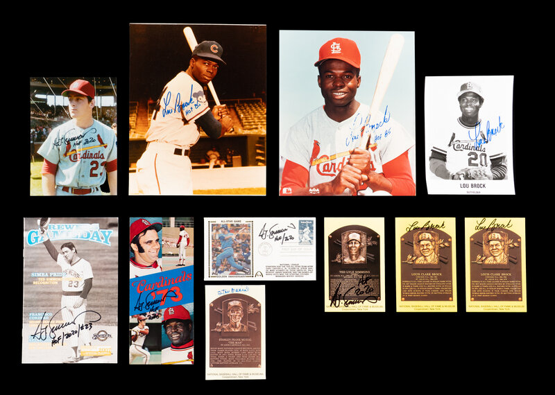 A Collection of St. Louis Cardinals Hall of Fame Signed Autograph Items ...