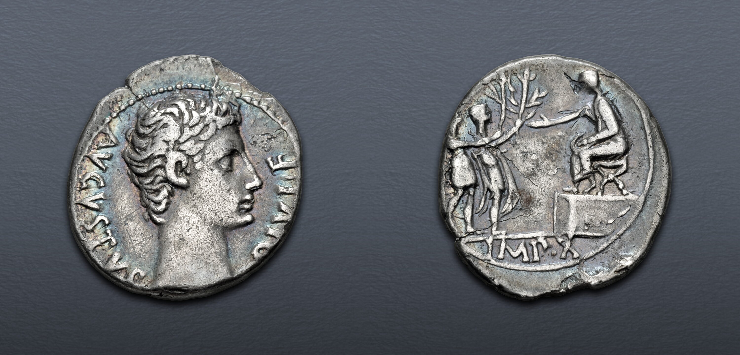 Augustus. 27 BC-AD 14. AR Denarius (17mm, 3.58 g, 5h). Lugdunum (Lyon ...