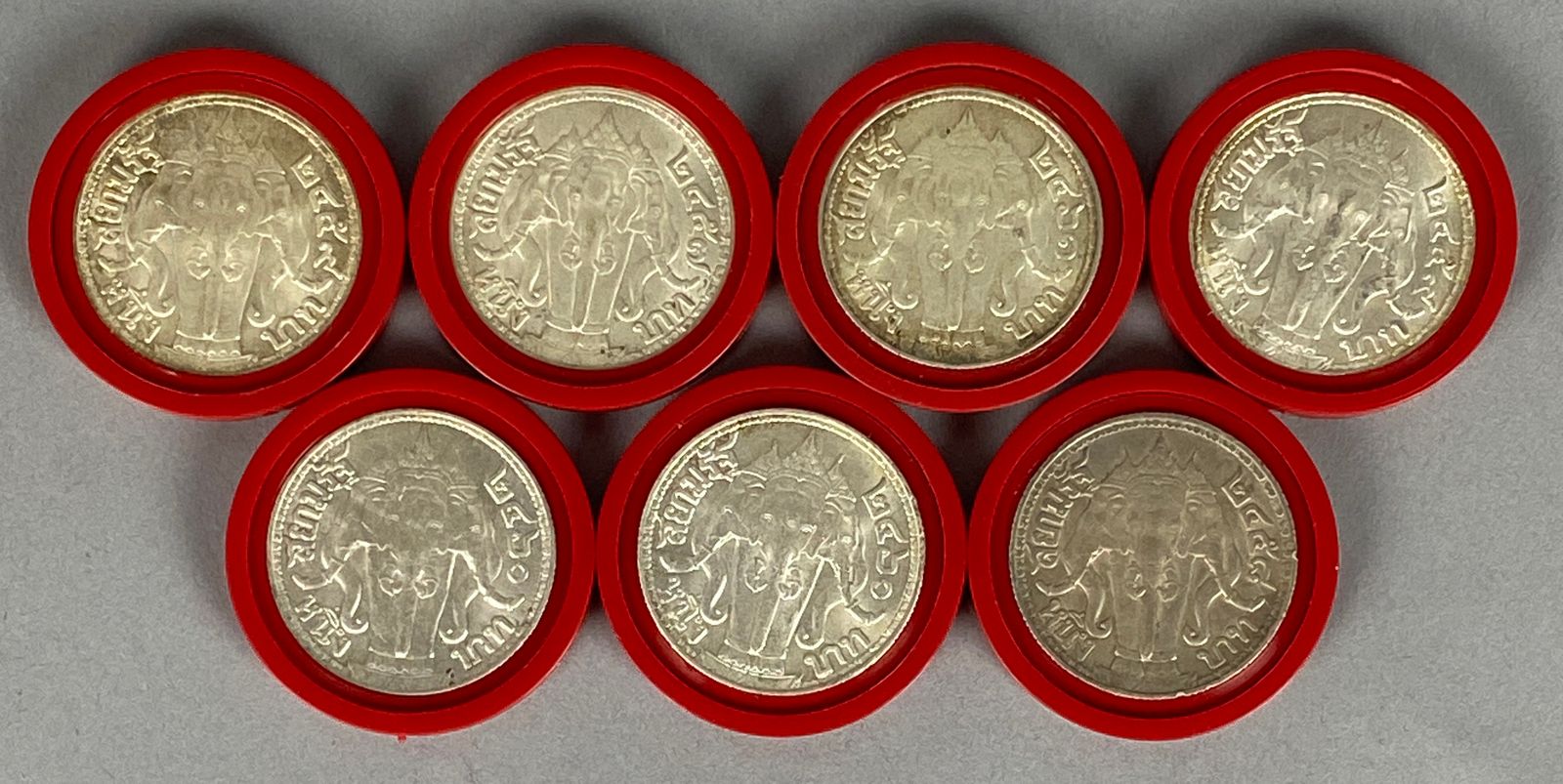 WORLD. Thailand. Lot of seven (7) AR Baht of Rama VI. | Classical ...