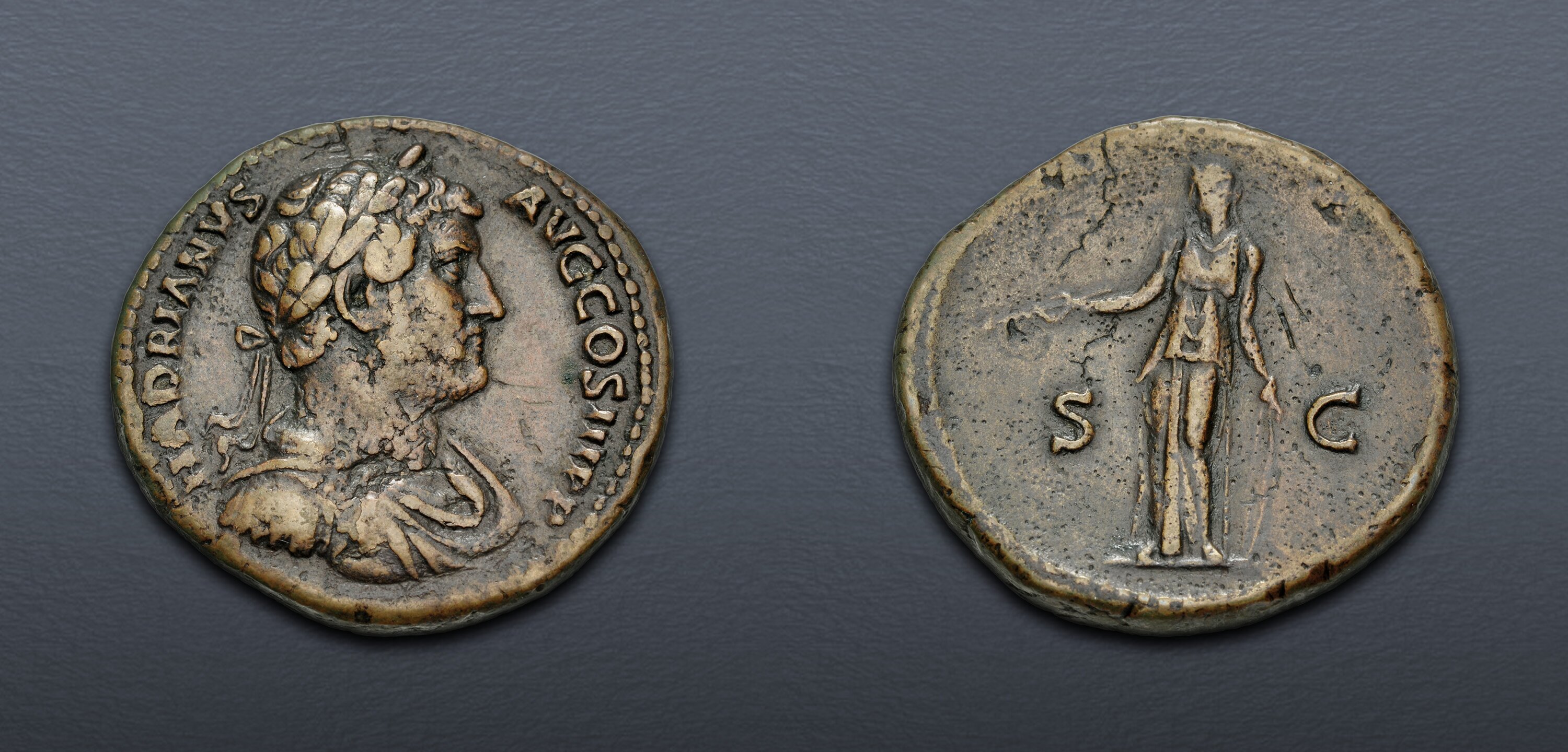 Hadrian. AD 117-138. Æ Sestertius (32.5mm, 26.71 g, 6h). Rome mint ...