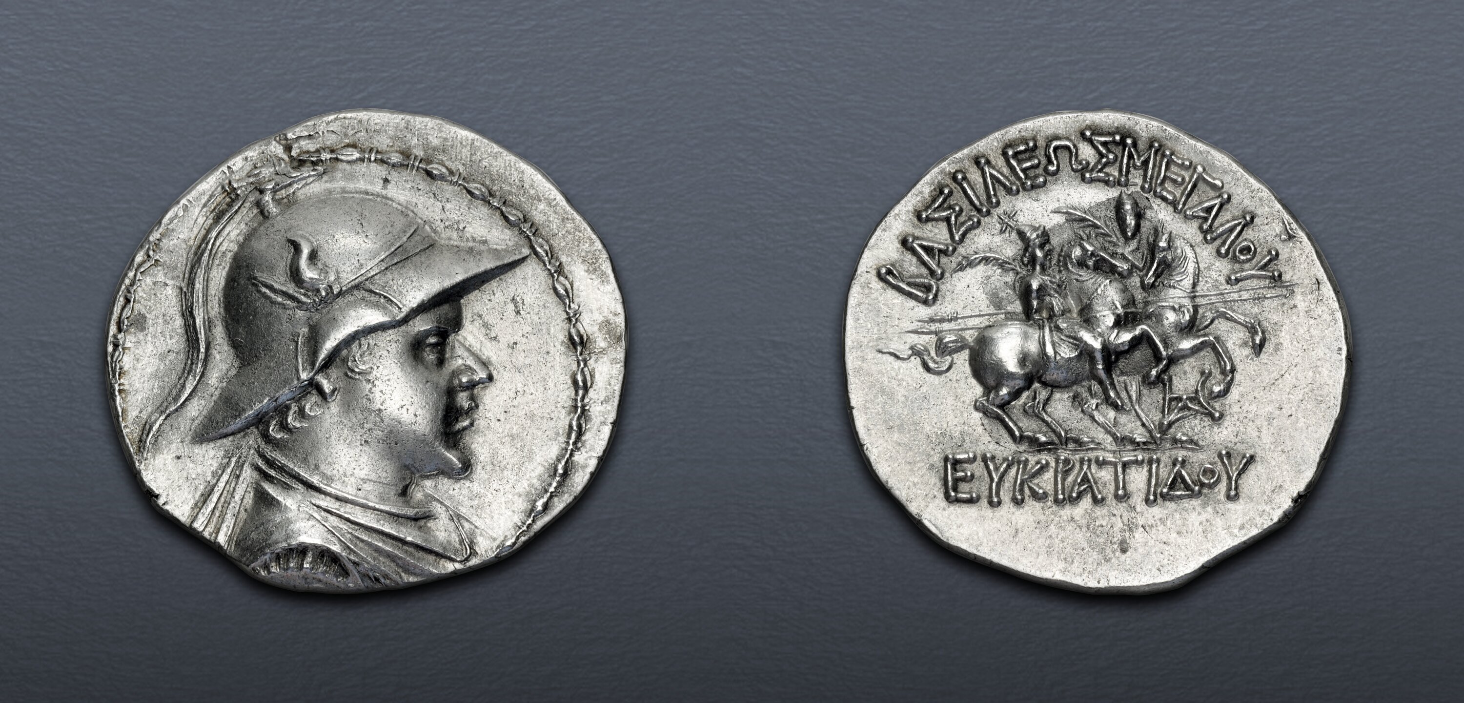 BAKTRIA, Greco-Baktrian Kingdom. Eukratides I Megas. Circa 170-145 BC ...