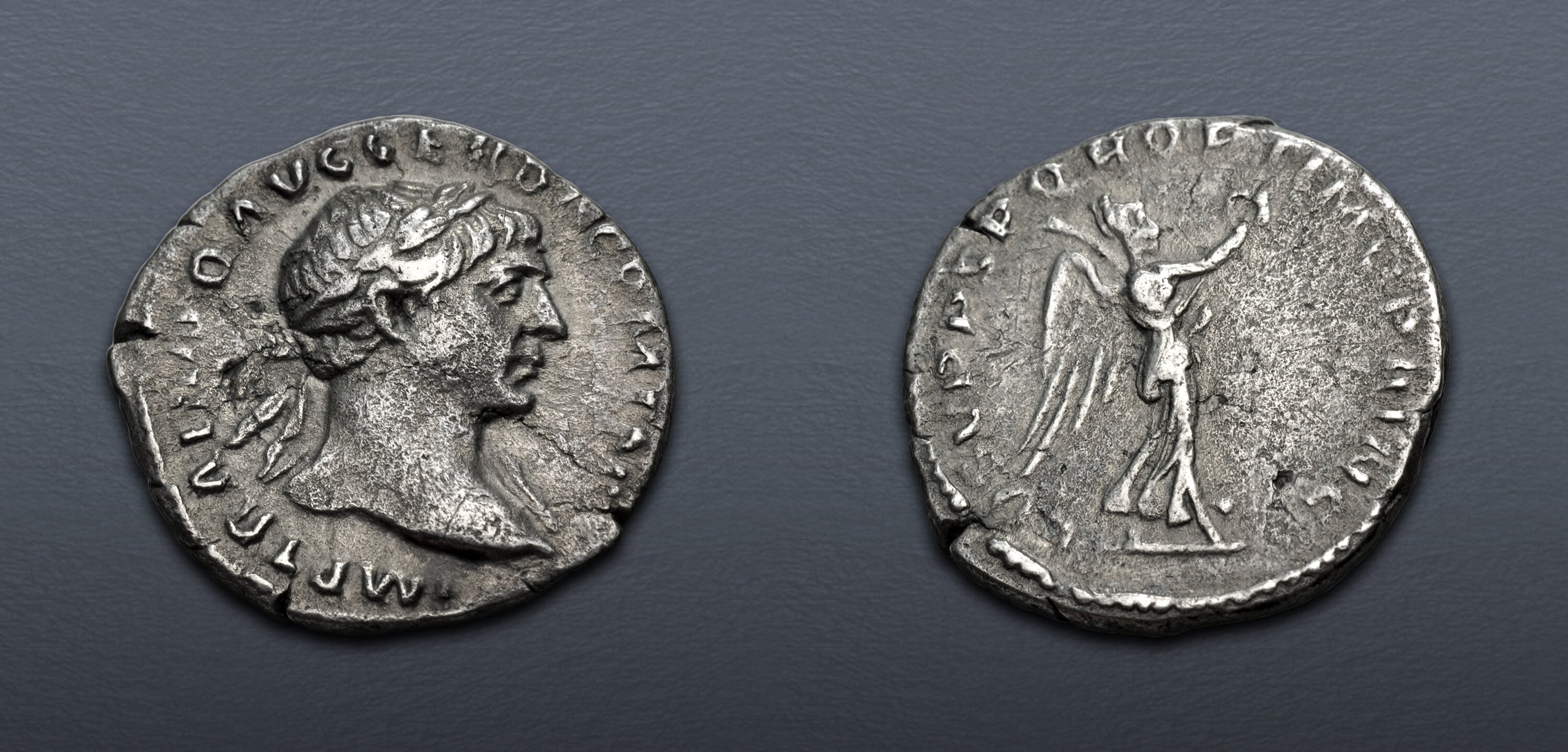Trajan. AD 98-117. AR Quinarius (15mm, 1.54 g, 7h). Rome mint. Struck ...