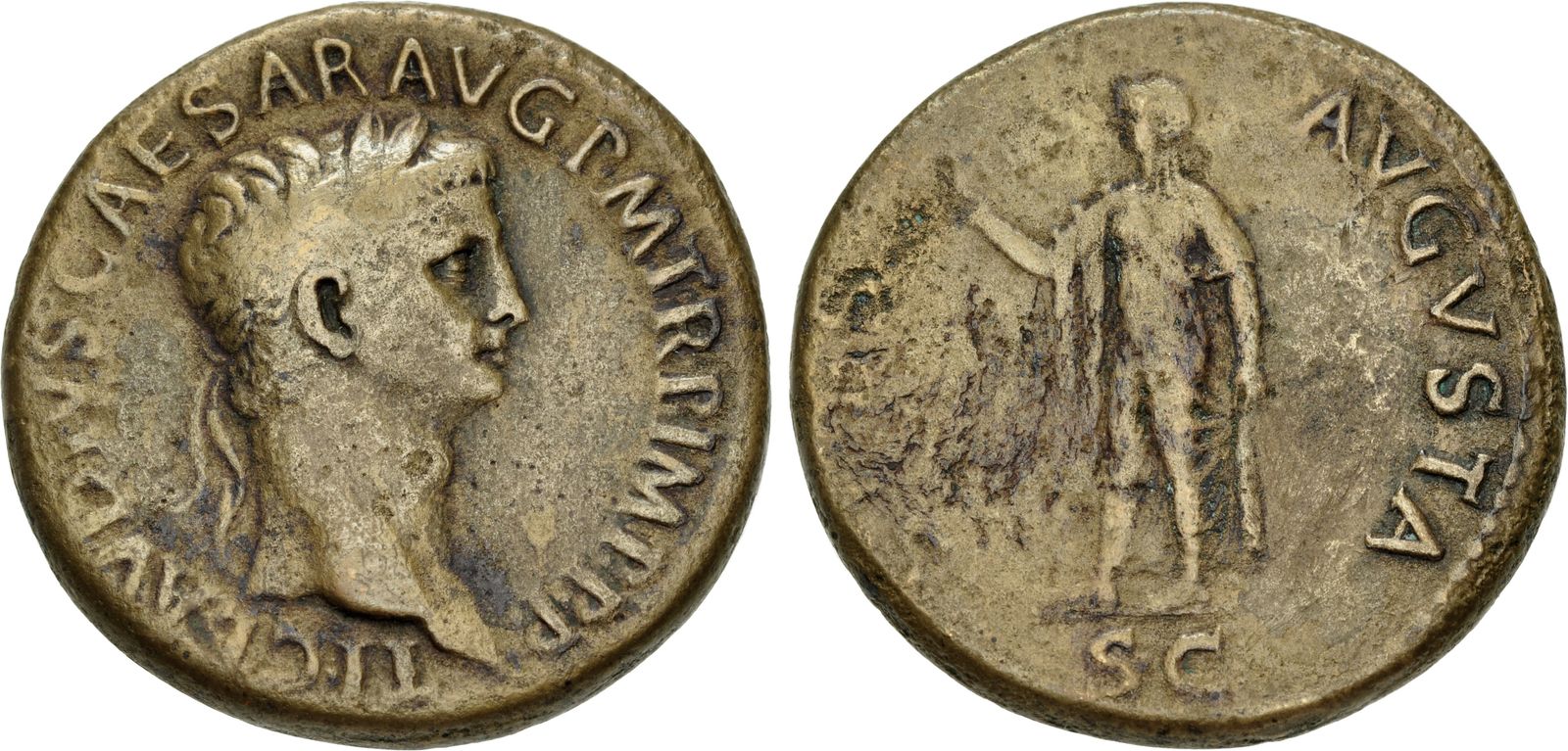 Claudius. AD 41-54. Æ Sestertius (34.5mm, 29.38 g, 6h). Rome mint ...