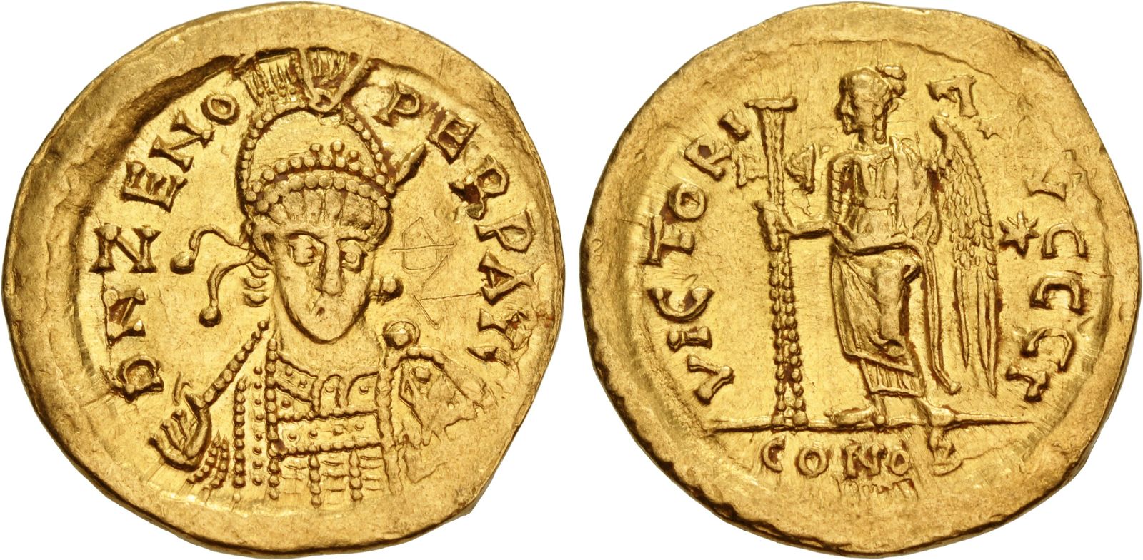 Zeno. Second reign, AD 476-491. AV Solidus (19.5mm, 4.20 g, 6h ...