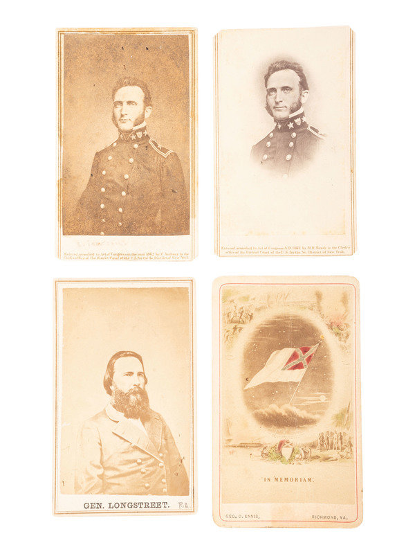 [CIVIL WAR - THE CONFEDERACY]. 4 CDVs, incl. portraits of Generals ...
