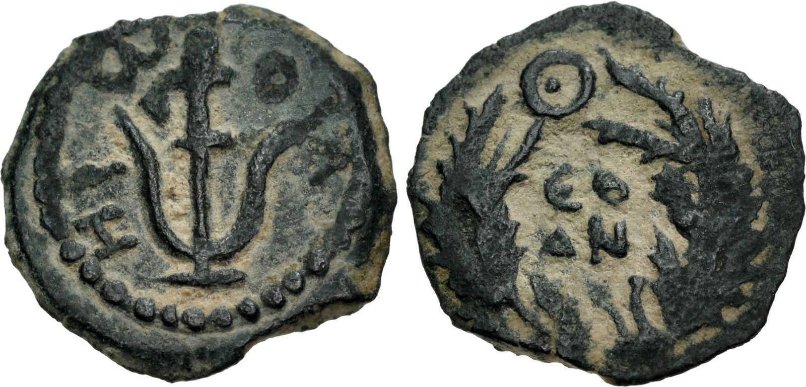 JUDAEA, Herodians. Herod II Archelaos. 4 BCE-6 CE. Æ Prutah (14mm, 1.17 ...