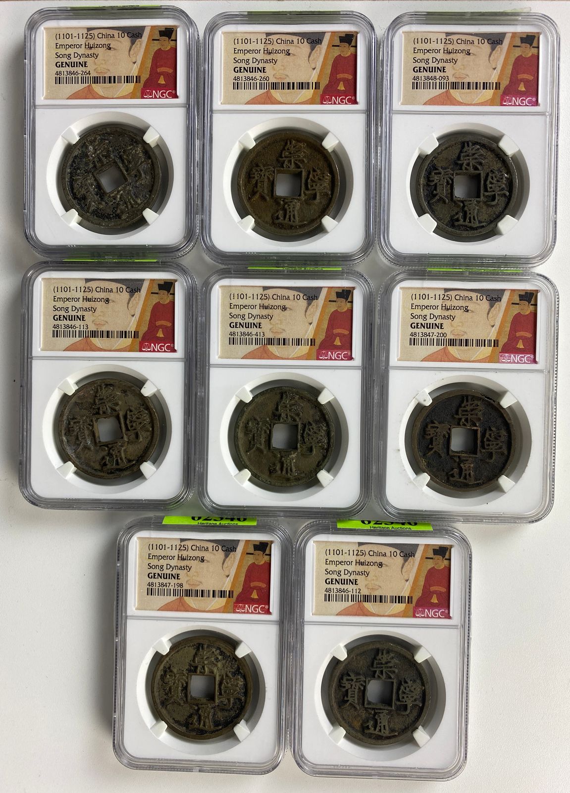 WORLD. China. Lot of eight (8) encapsulated Æ 10 Cash. | Classical ...