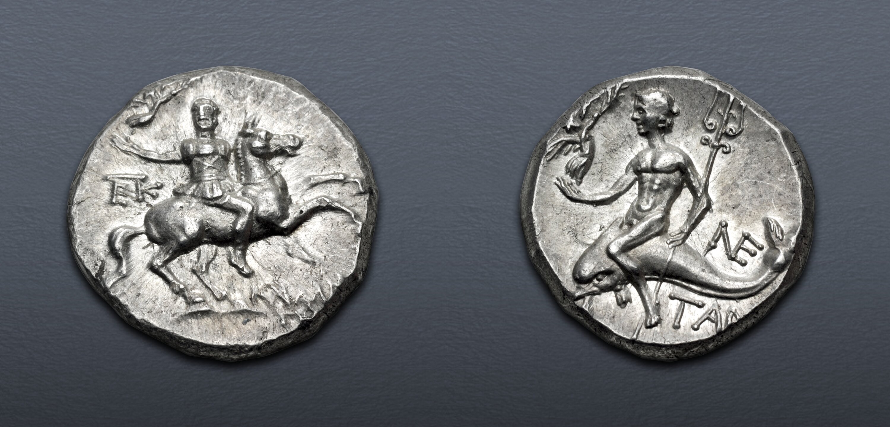 CALABRIA, Tarentum. Circa 240-228 BC. AR Nomos (20mm, 6.60 g, 10h ...