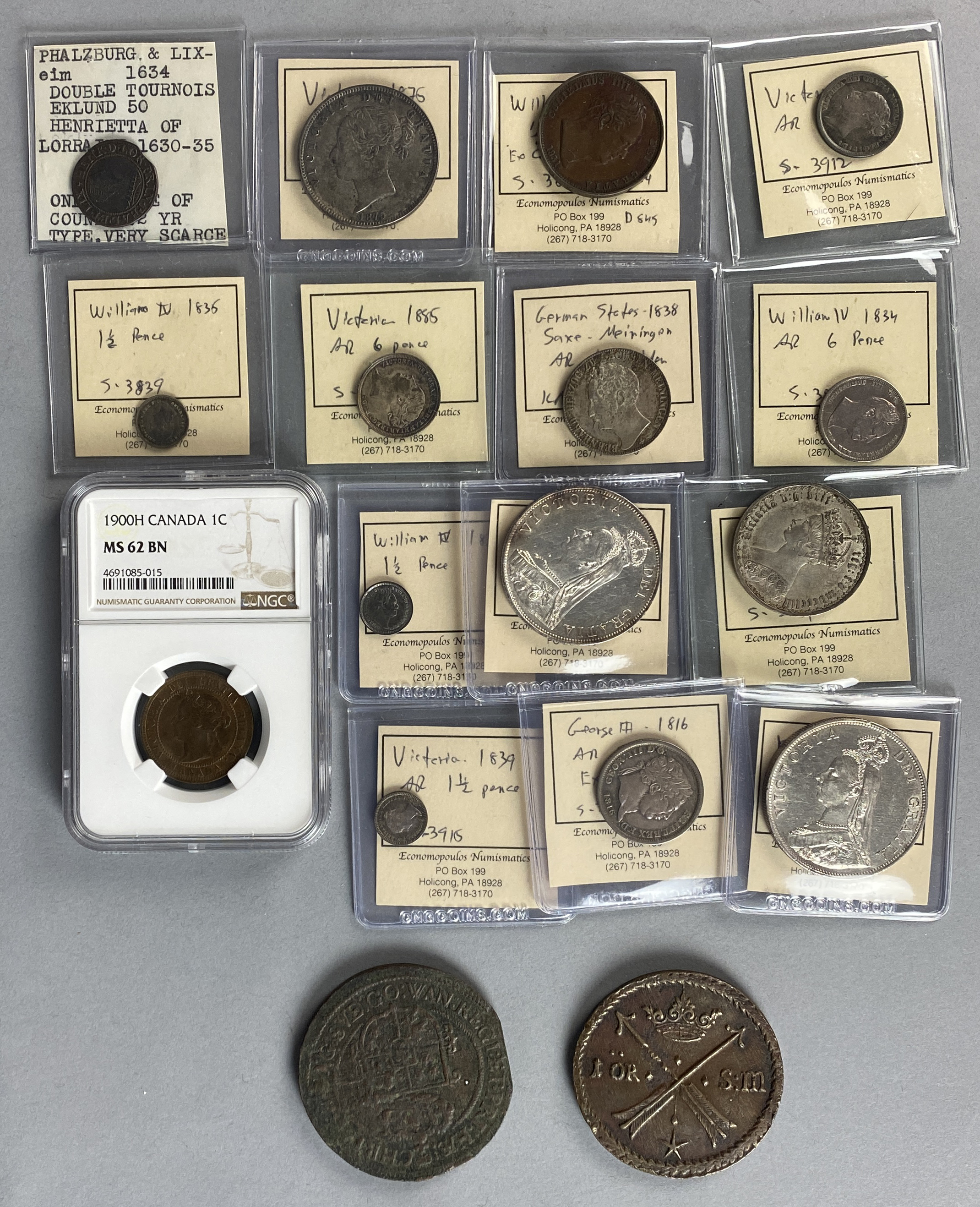 BRITISH. Milled. Lot of seventeen (17) mostly silver issues ...