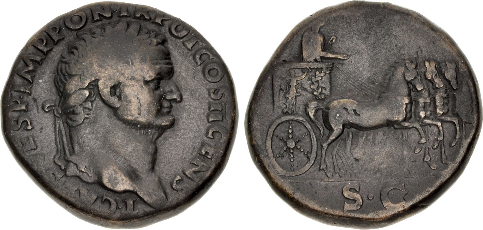 Titus. As Caesar, AD 69-79. Æ Sestertius (32mm, 24.30 g, 6h). “Judaea ...