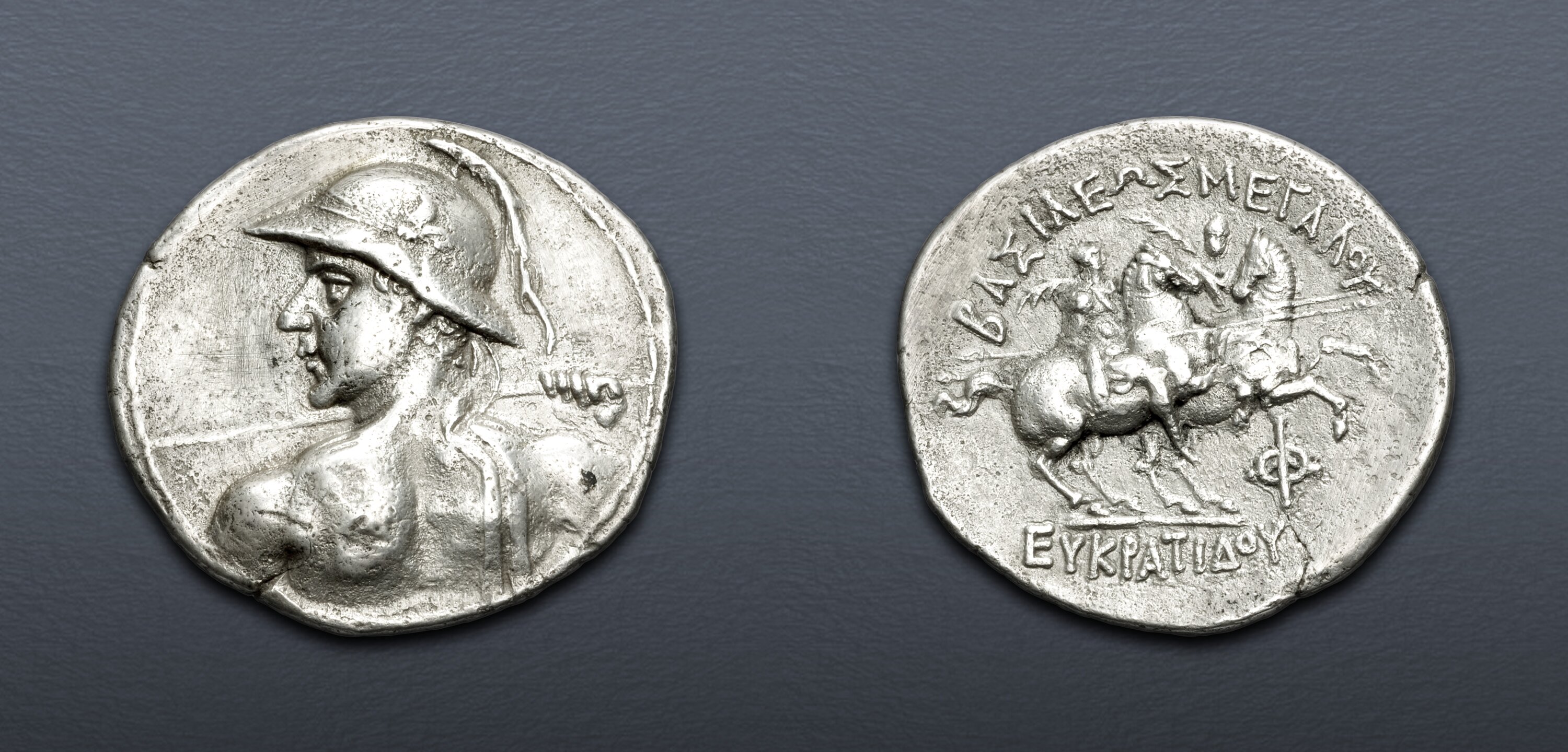 BAKTRIA, Greco-Baktrian Kingdom. Eukratides I Megas. Circa 170-145 BC ...