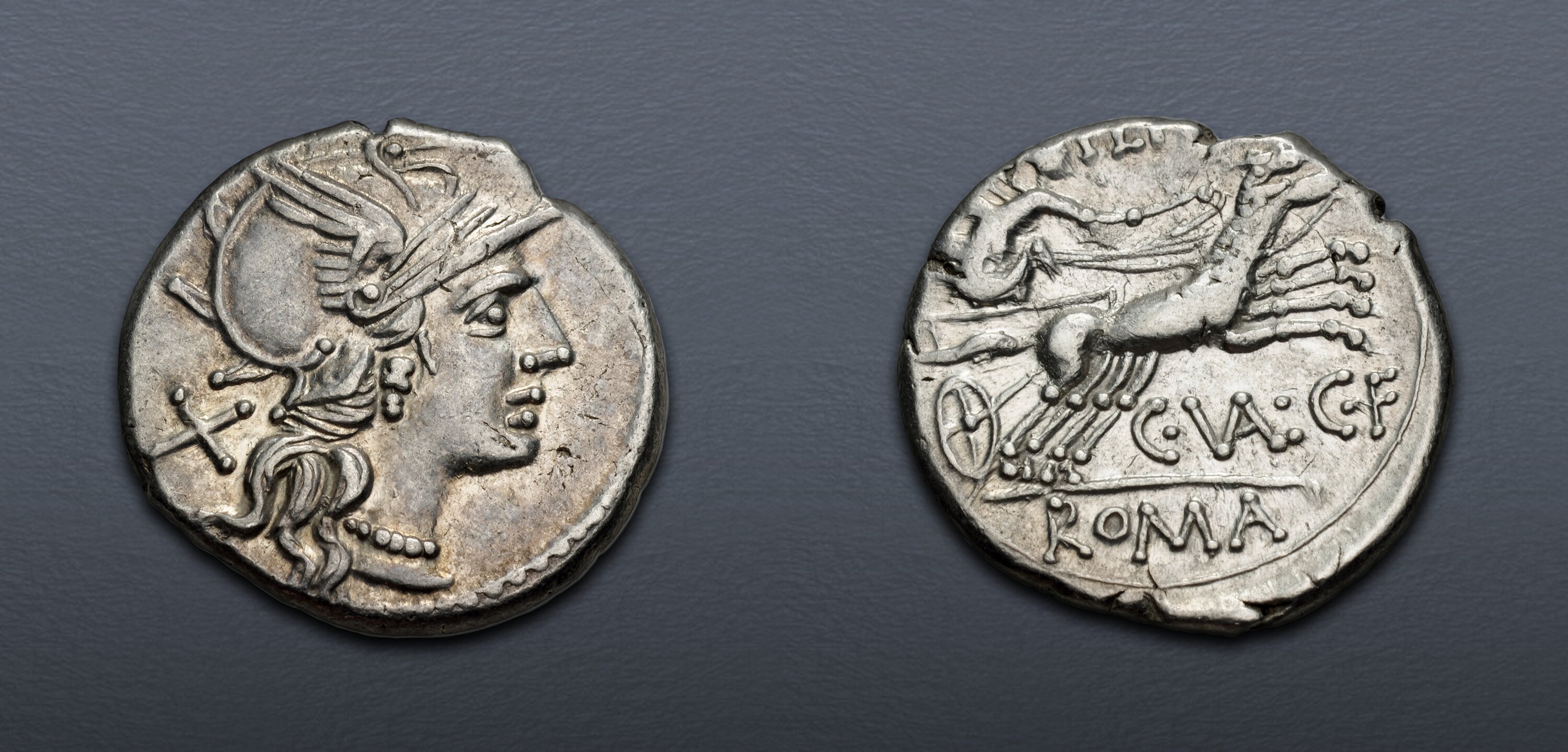 C. Valerius C.f. Flaccus. 140 BC. AR Denarius (19mm, 3.88 g, 10h). Rome ...